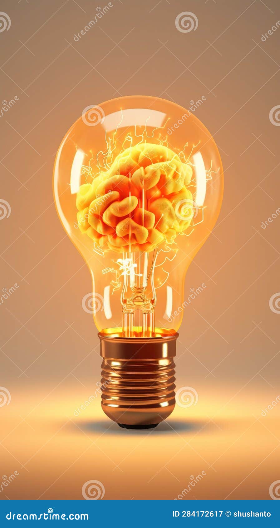The Brain Inside the Light Bulb Stock Illustration - Illustration of ...
