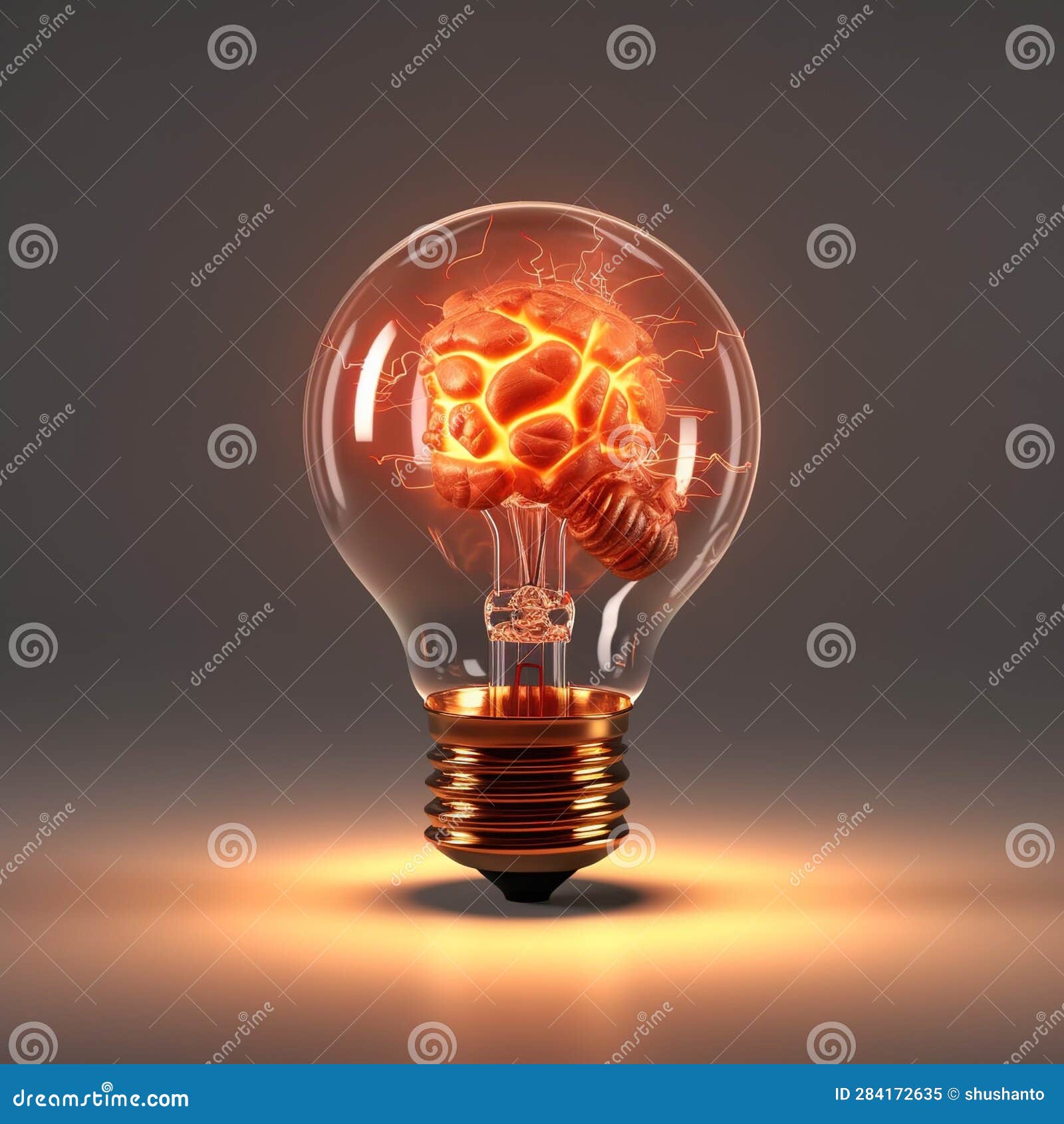 The Brain Inside the Light Bulb Stock Illustration - Illustration of ...