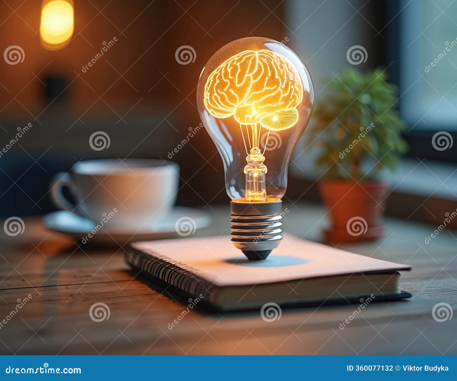Brain Inside Light Bulb on Notepad Idea, Mind, Intelligence, Education ...