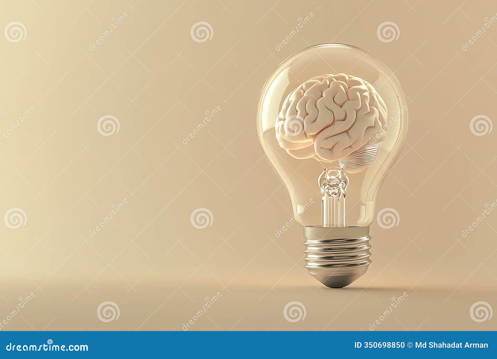 Brain Inside Light Bulb stock illustration. Illustration of render ...