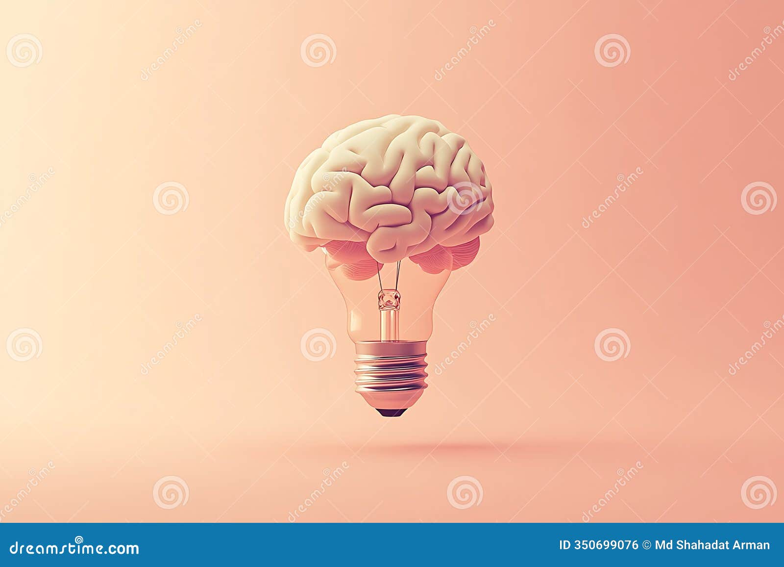 Brain Inside Lightbulb stock illustration. Illustration of bulb - 350699076
