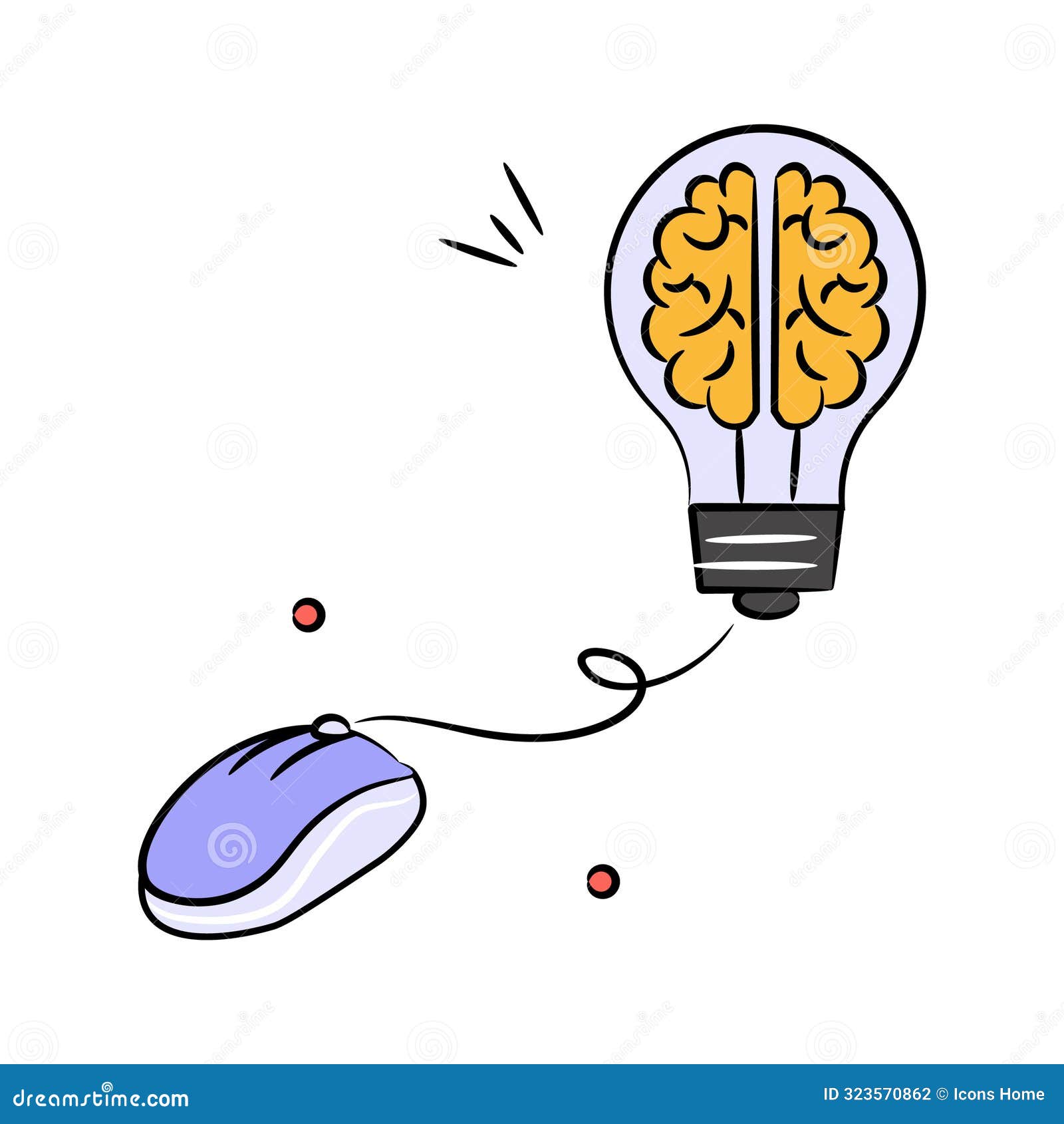 Brain Inside Lightbulb with Mouse Showing Innovative Thinking Modern ...