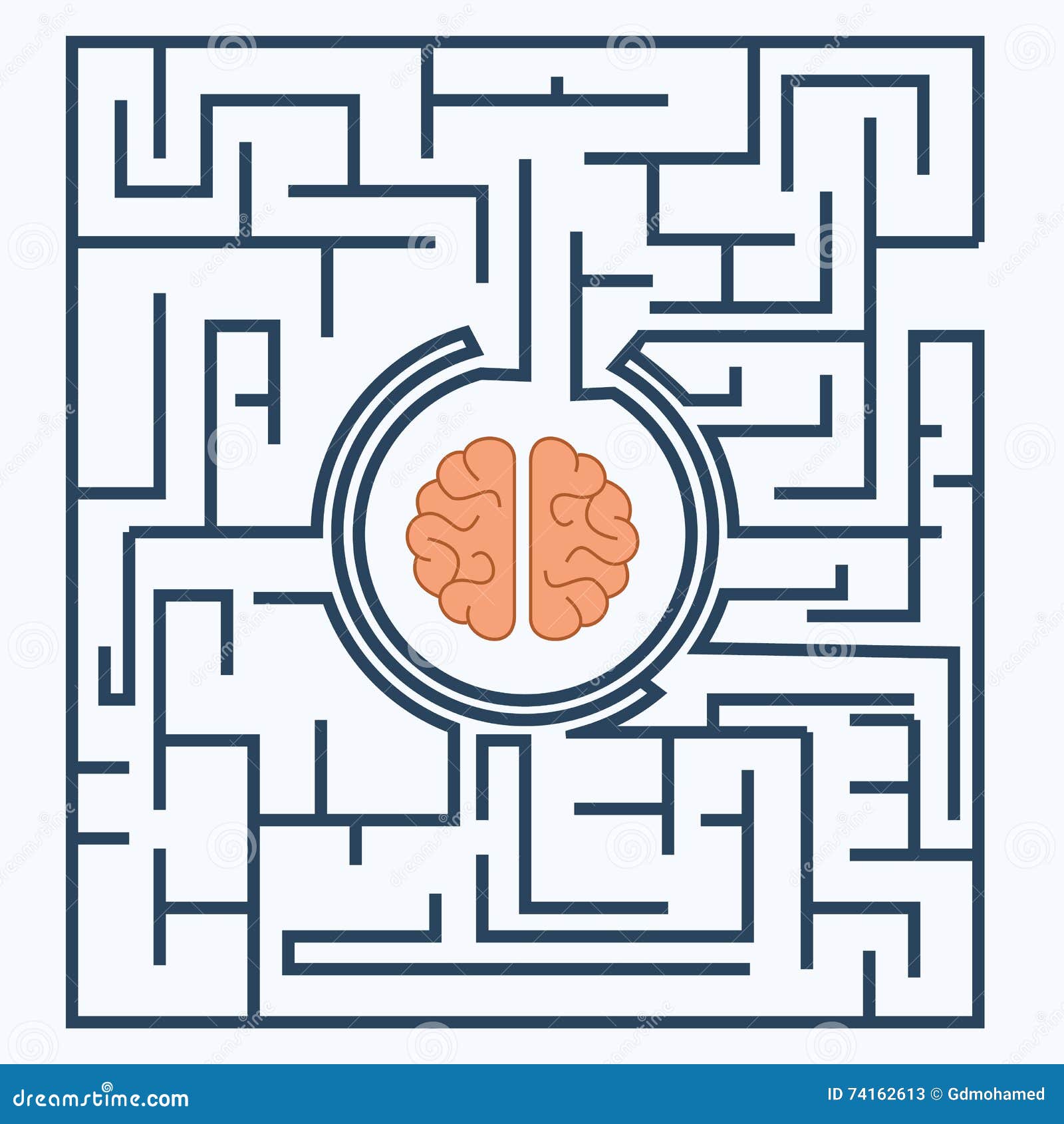 Brain inside the maze stock vector. Illustration of human - 74162613
