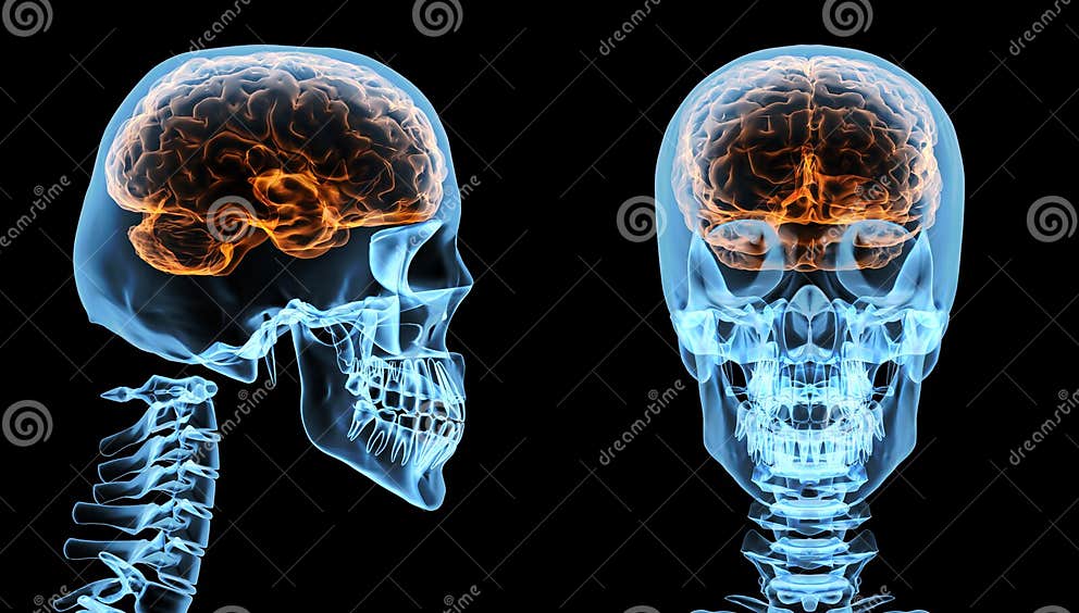 Brain inside skull stock illustration. Illustration of brain - 27142243