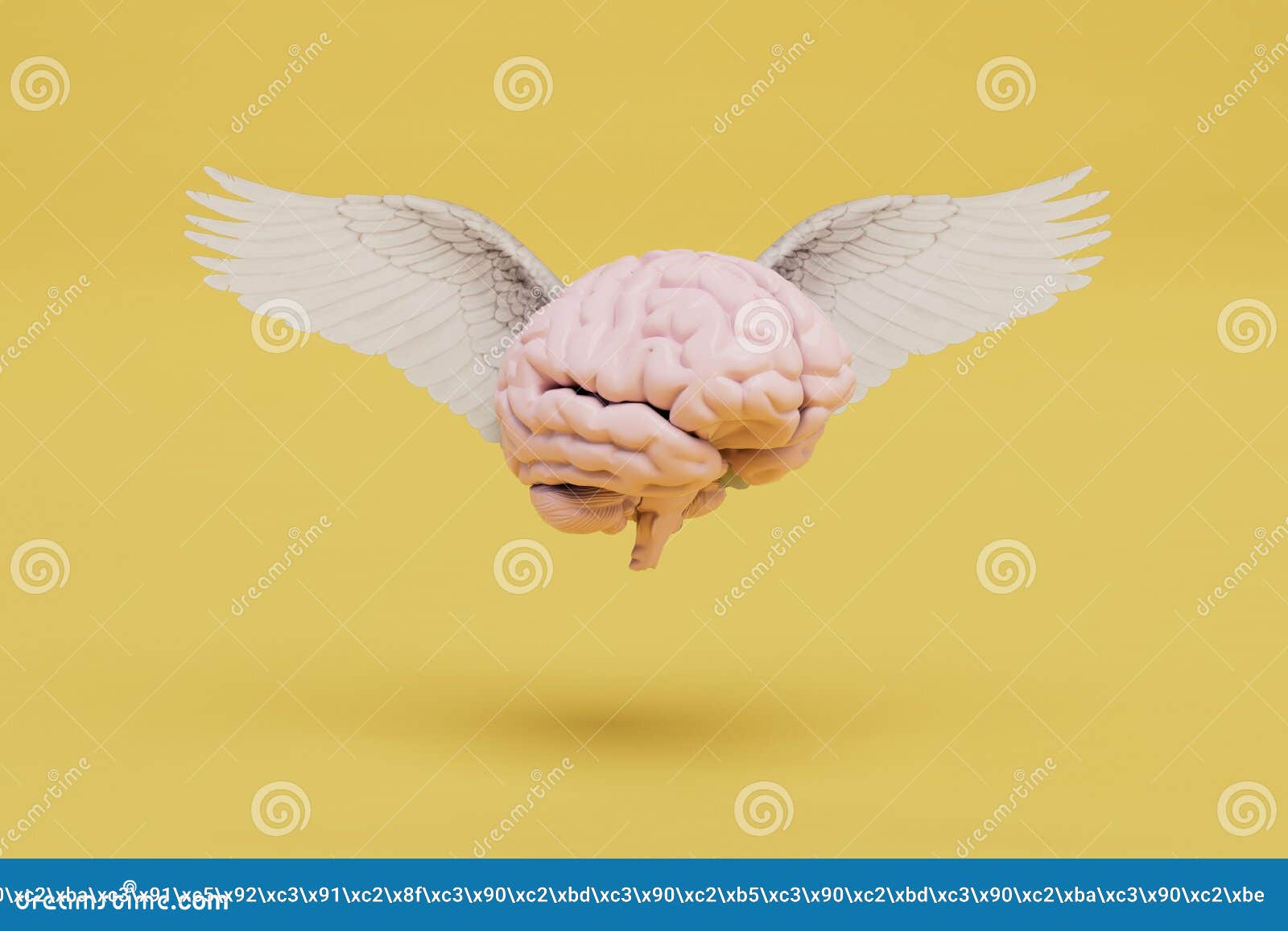 The Brain is Inspired by Thoughts about Something. Brain with Wings on ...