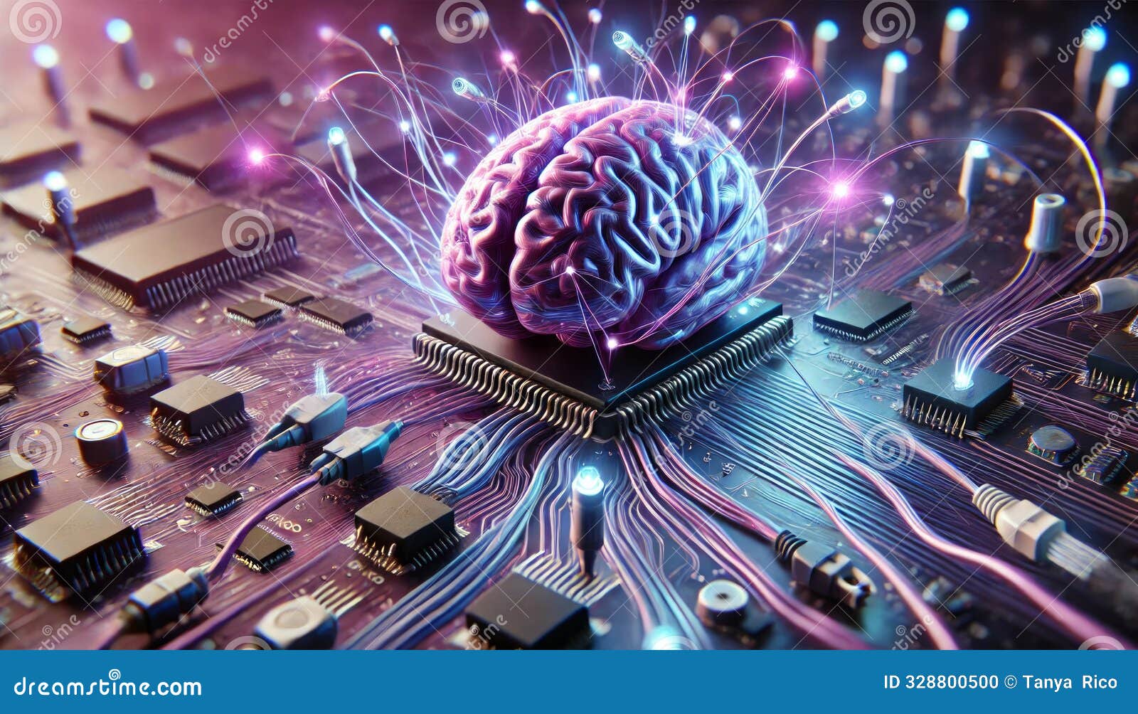 Brain Integrated with Advanced Technology into a Computer Motherboard ...