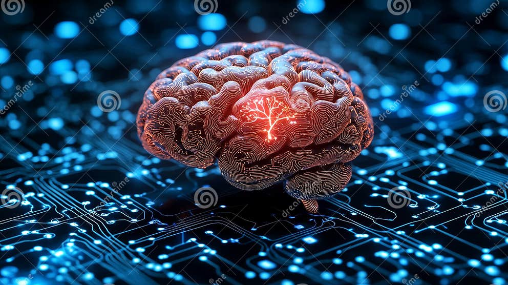 Brain Integration with AI Technology in Professional Context Stock ...