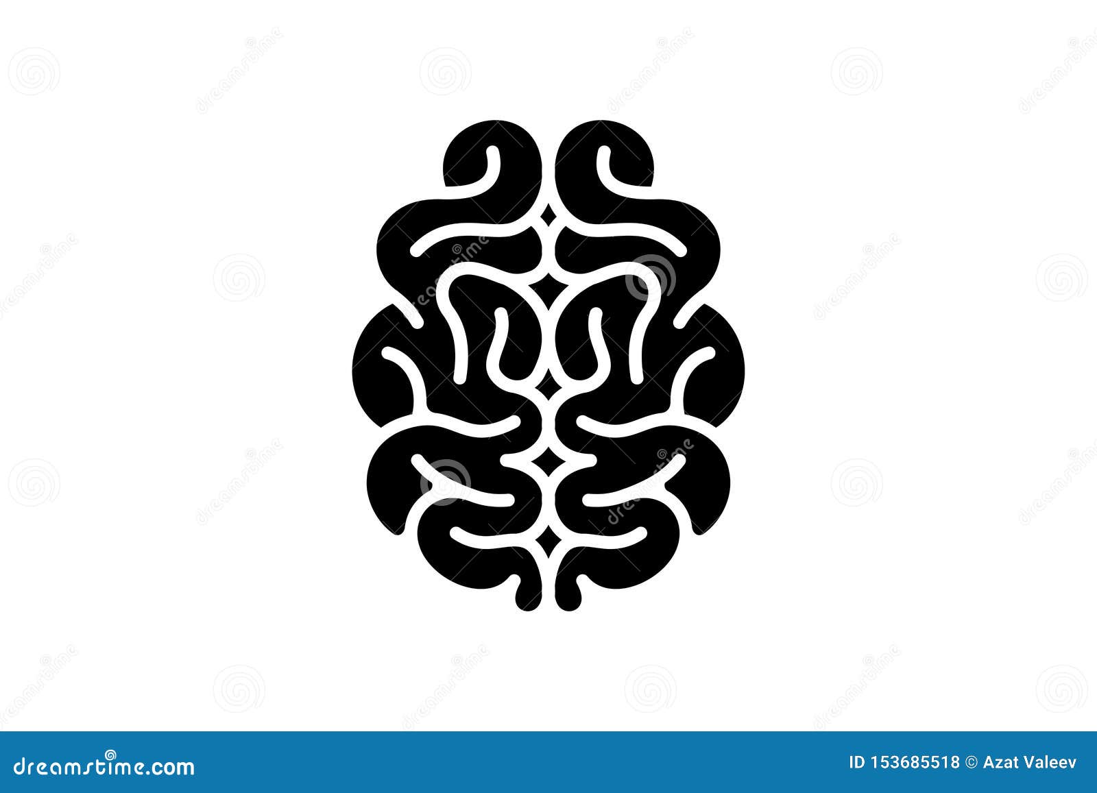 Brain Intelligence Mind Sign. Central Nervous System Organ Black Icon ...