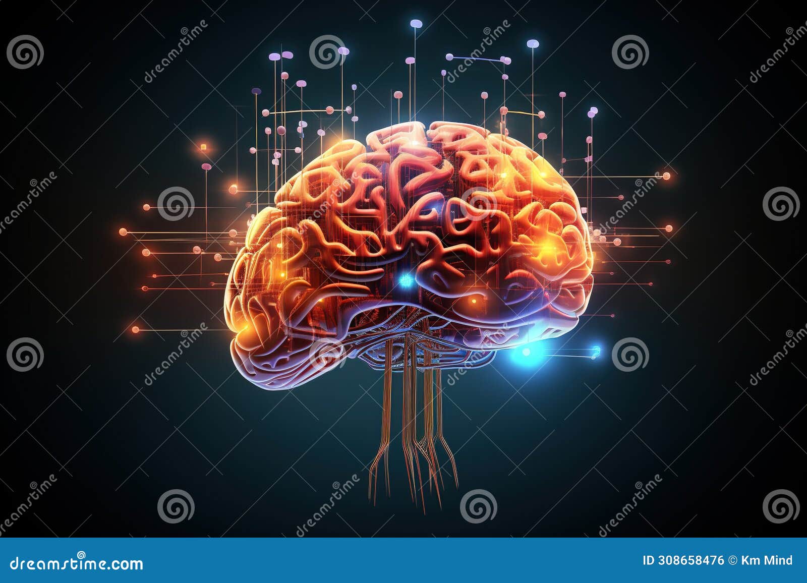 Brain Intelligence Network Visualization. Generative AI Stock ...