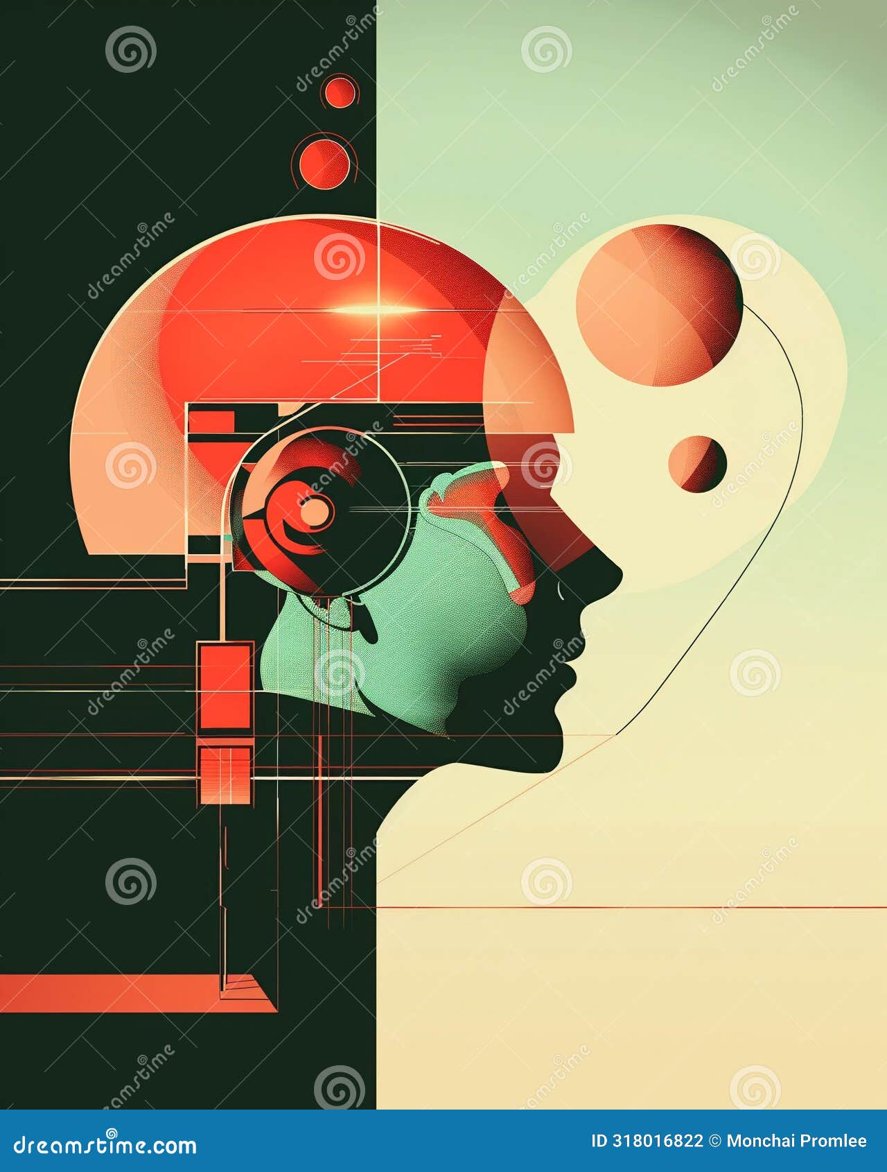 Brain Interface with Floating Cognitive Symbols, Neon Futuristic ...