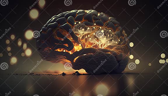 Glowing Brain of Knowledge and Information. Memory and Thinking ...