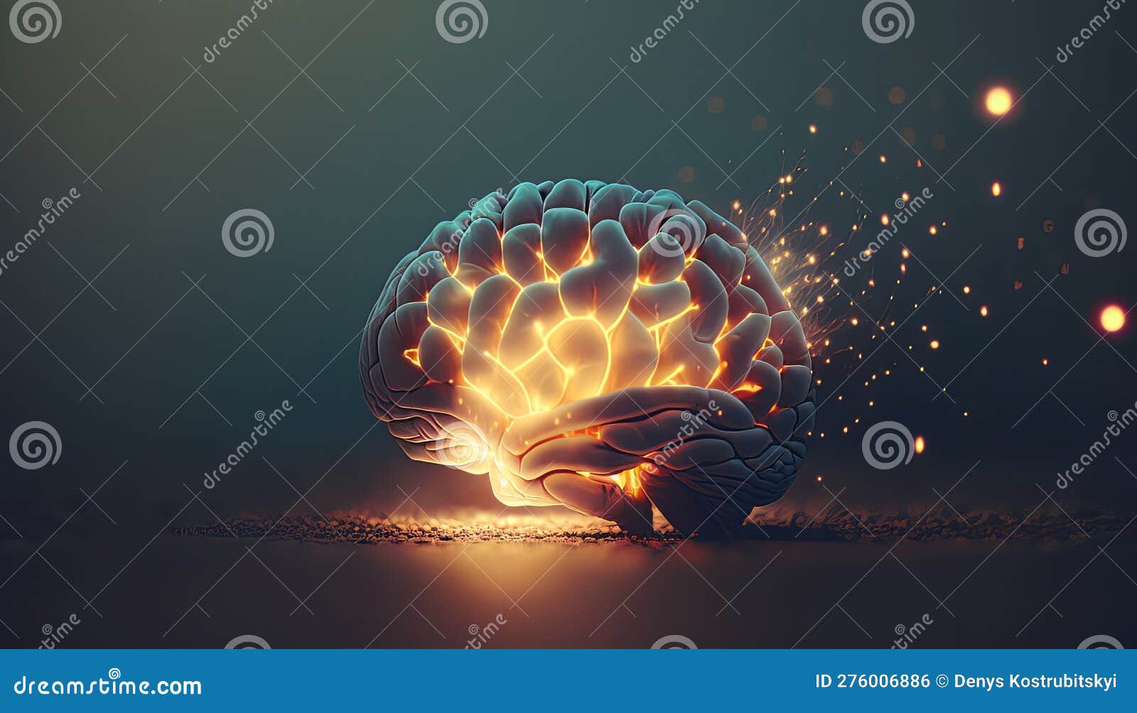 Glowing Brain of Knowledge and Information. Memory and Thinking ...