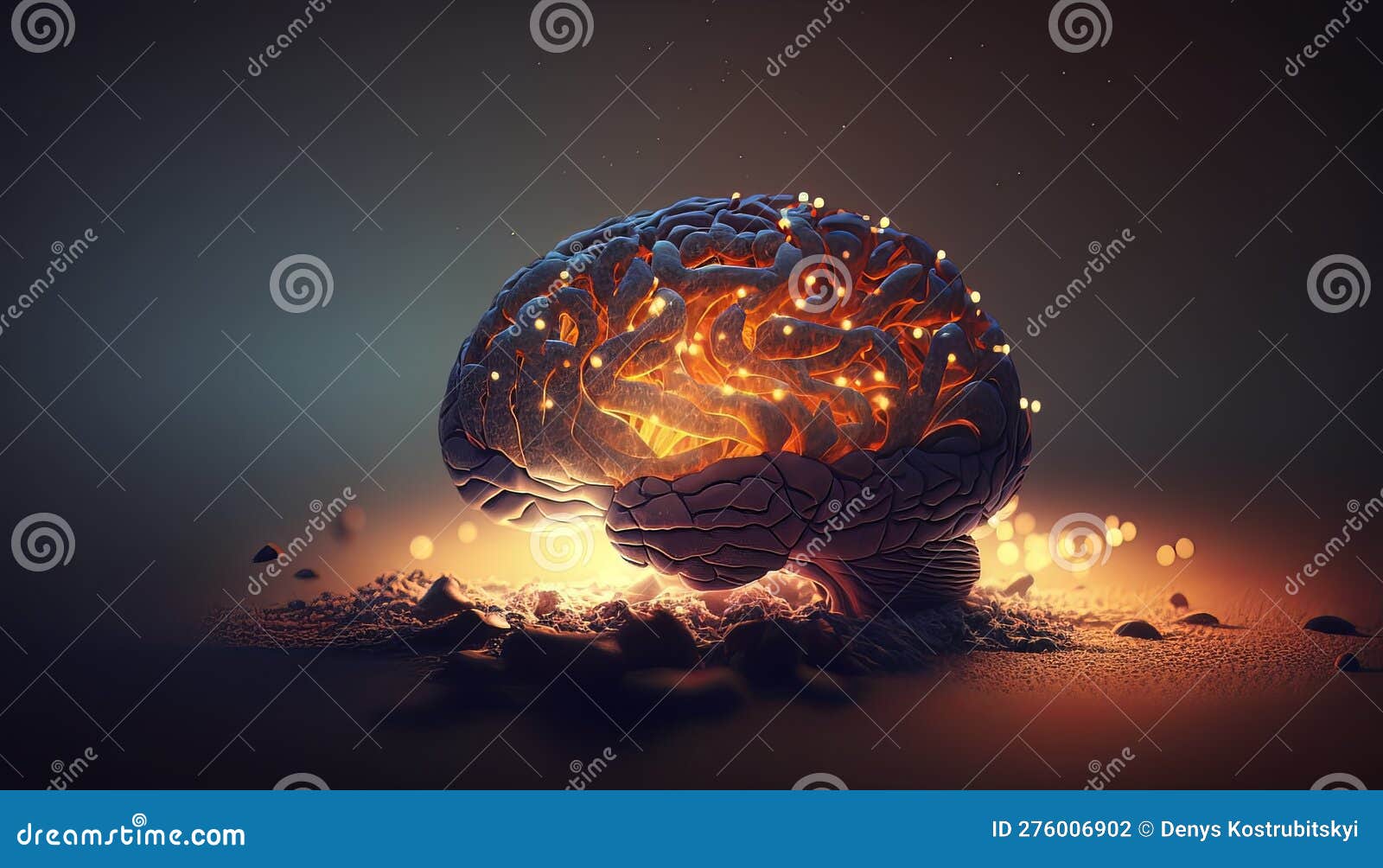 Glowing Brain with Neurons of Knowledge and Information. Memory and ...