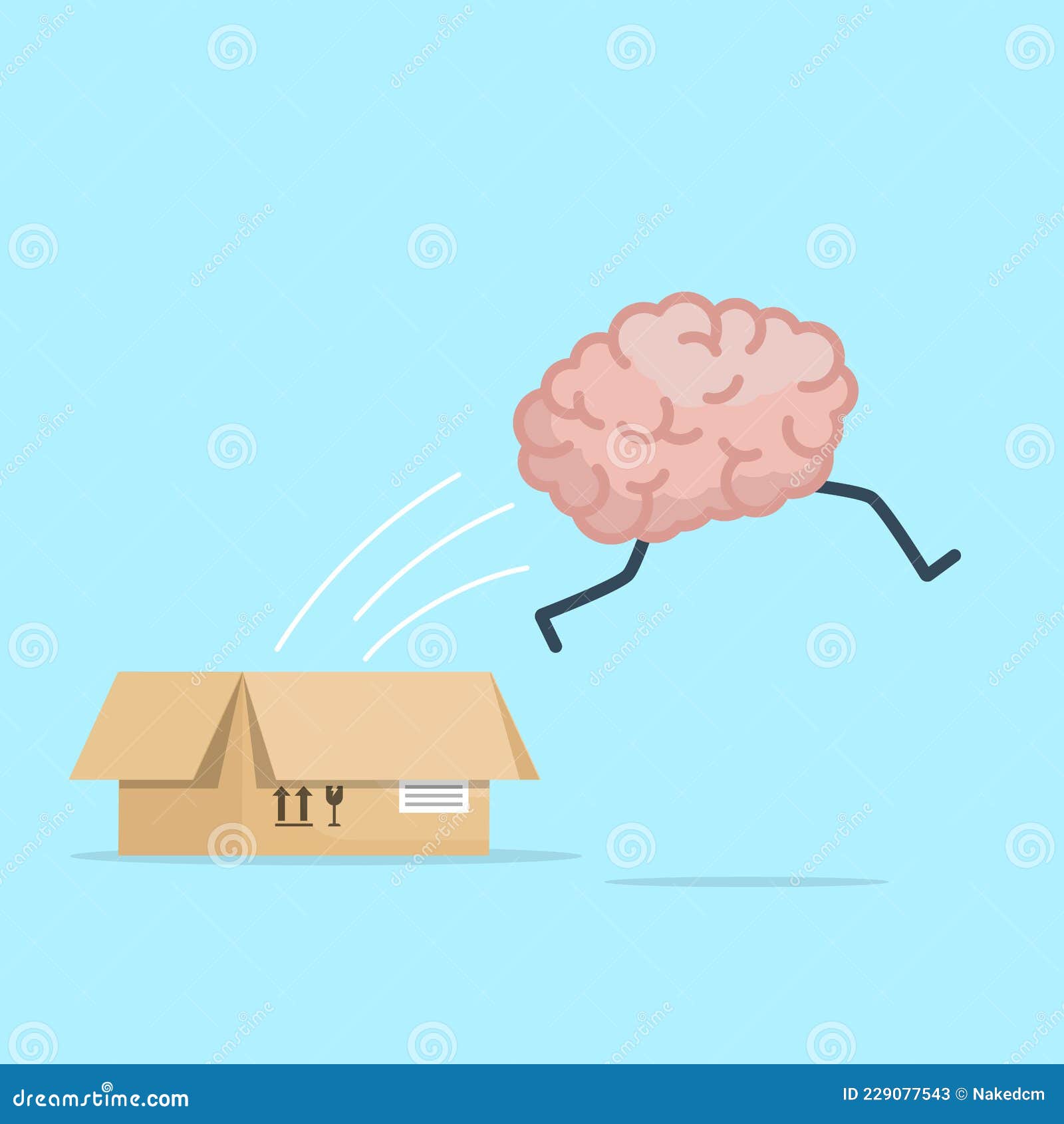 Brain Jumping from Box Think Out Box Concept Stock Vector ...
