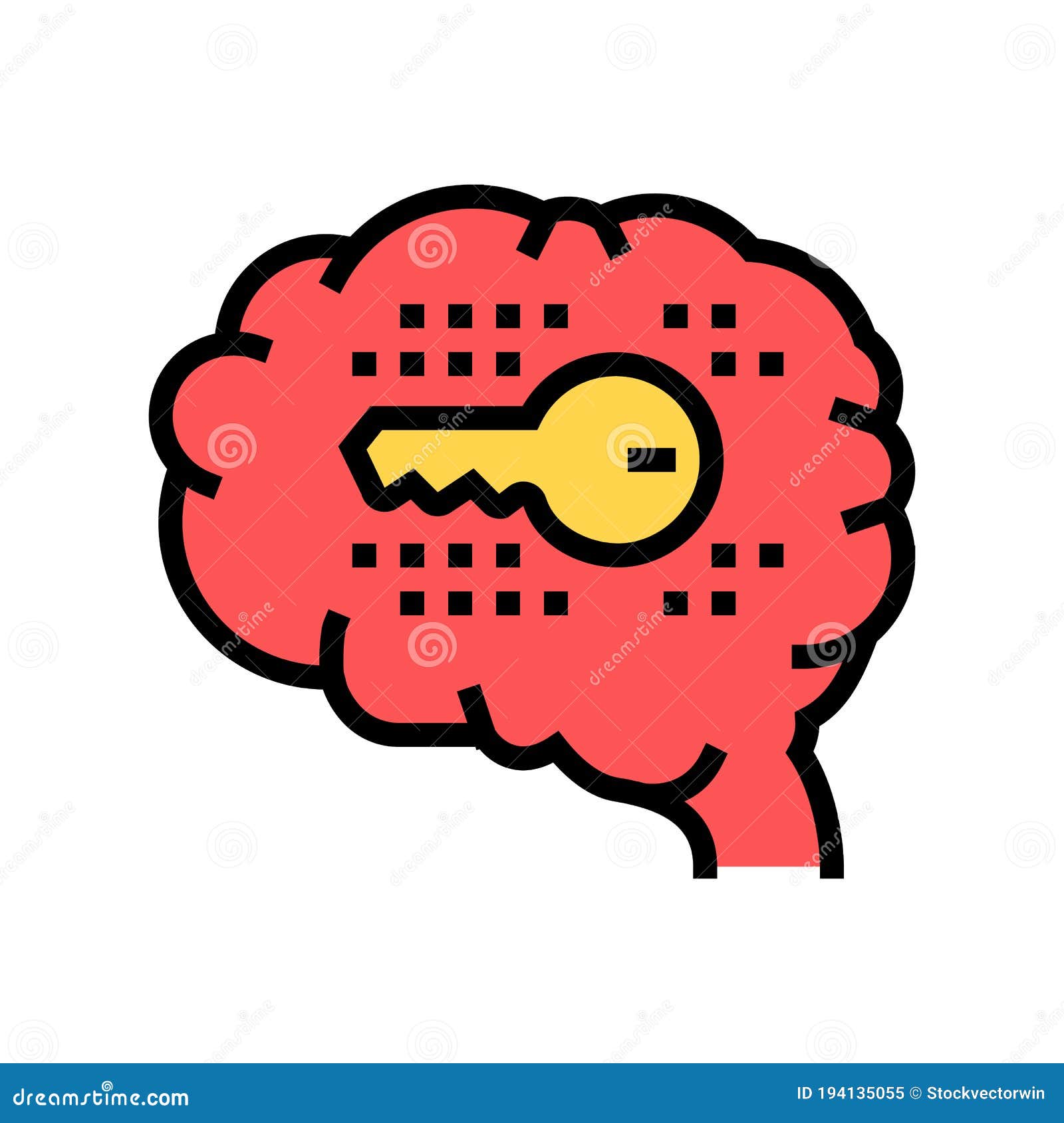 Brain with Key Color Icon Vector Illustration Stock Vector ...