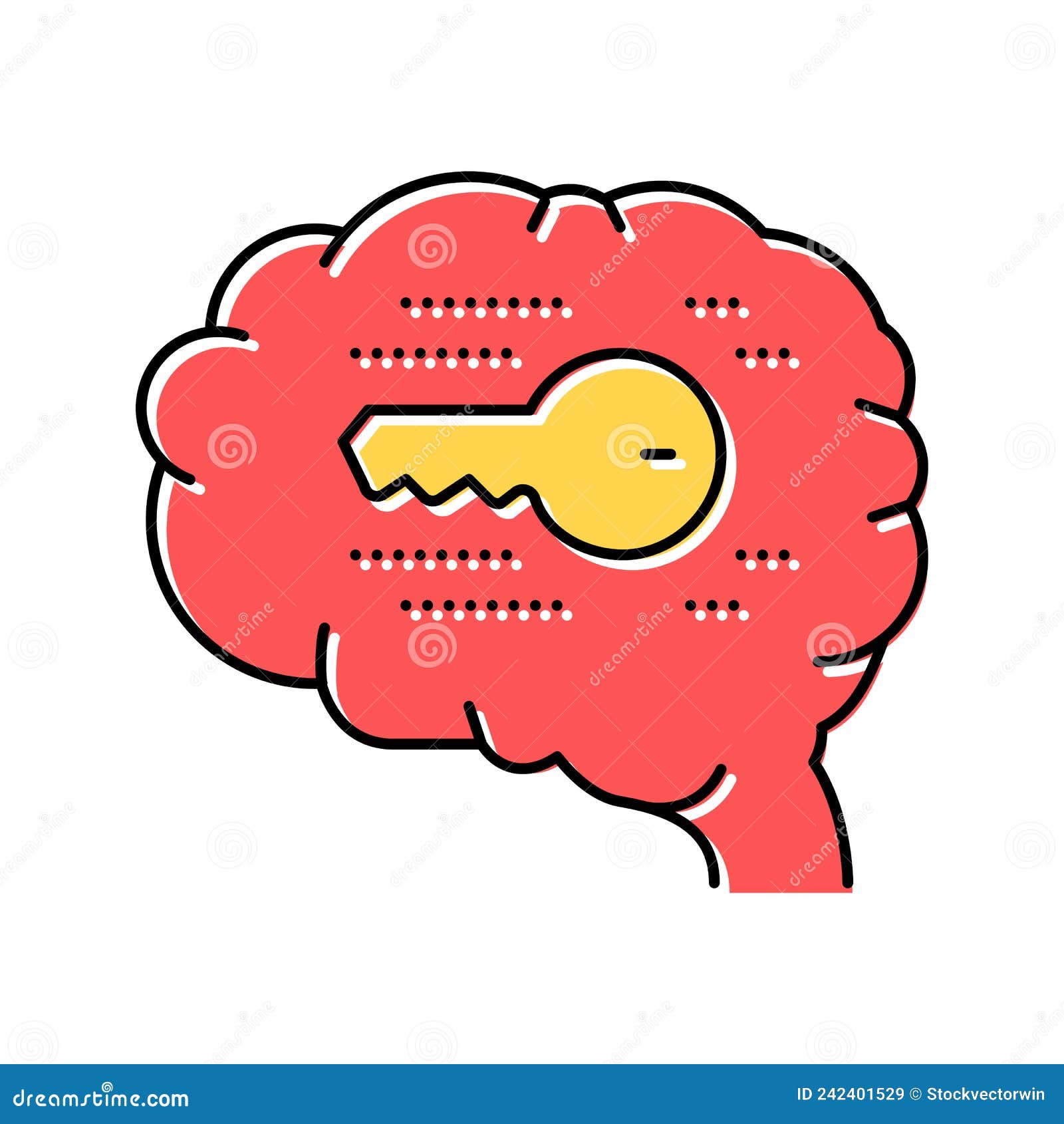 Brain with Key Color Icon Vector Illustration Stock Vector ...