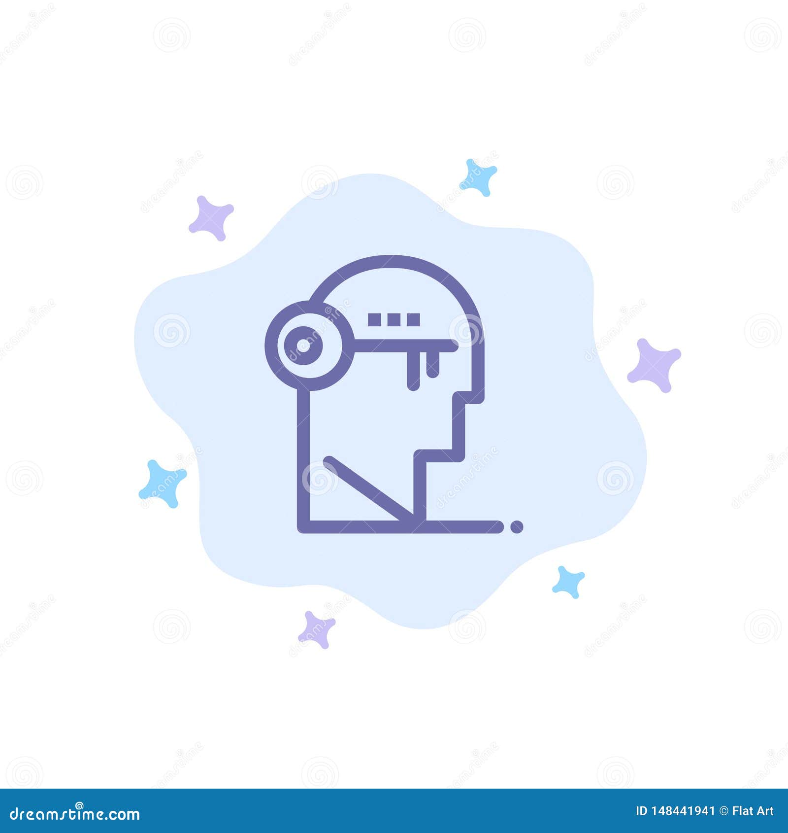 Brain, Key, Lock, Mind, Unlock Blue Icon on Abstract Cloud Background ...