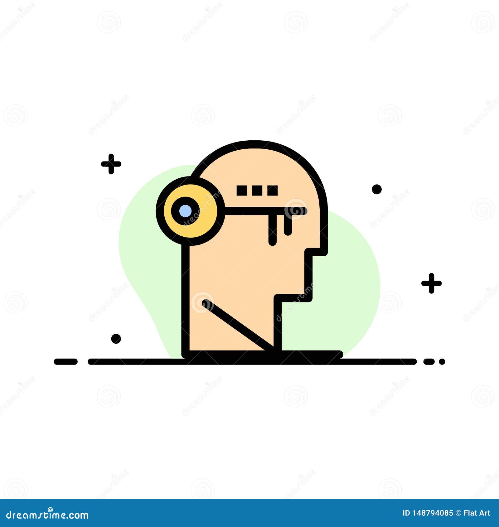 Brain, Key, Lock, Mind, Unlock Business Flat Line Filled Icon Vector ...