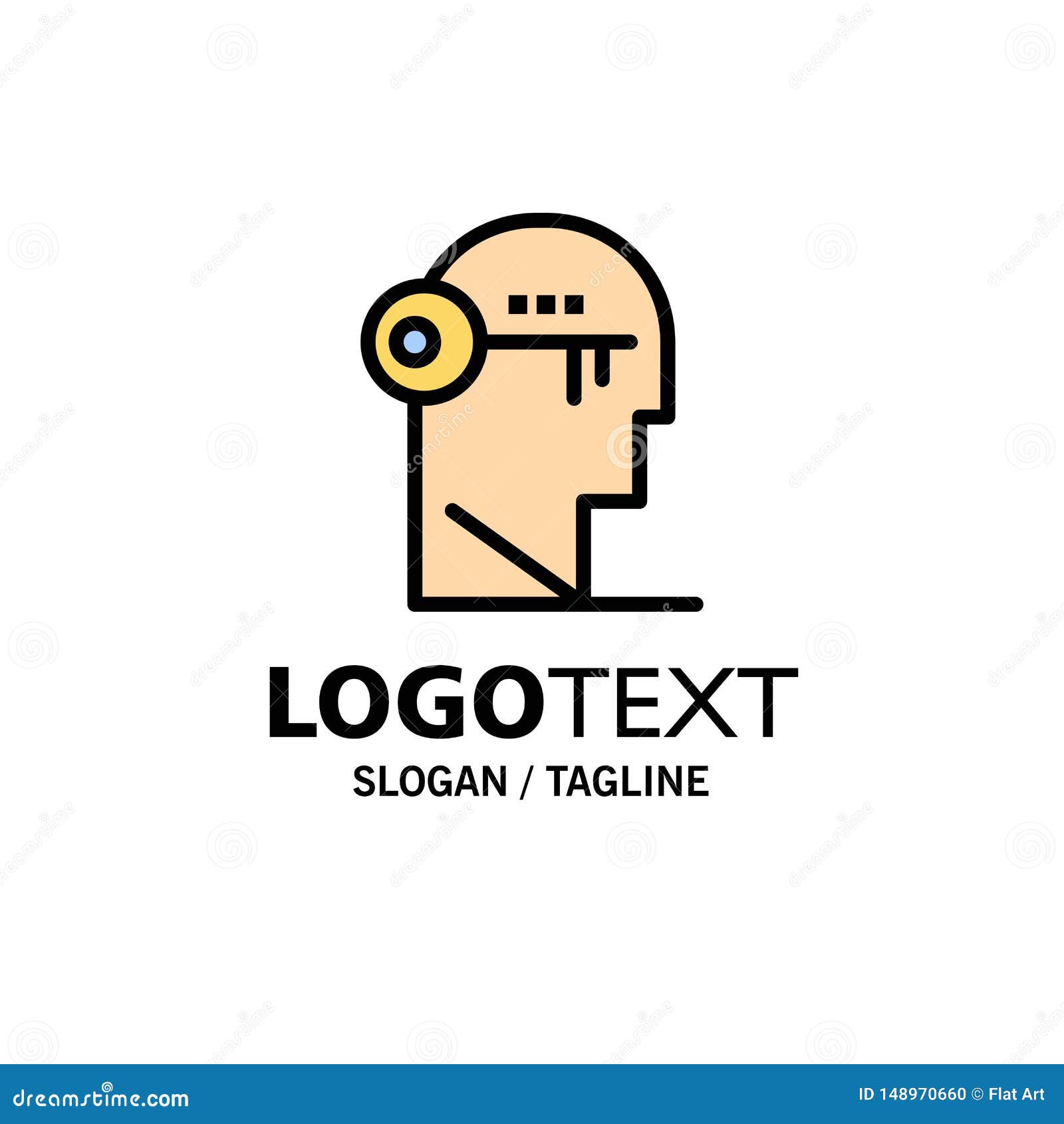 Brain, Key, Lock, Mind, Unlock Business Logo Template. Flat Color Stock ...