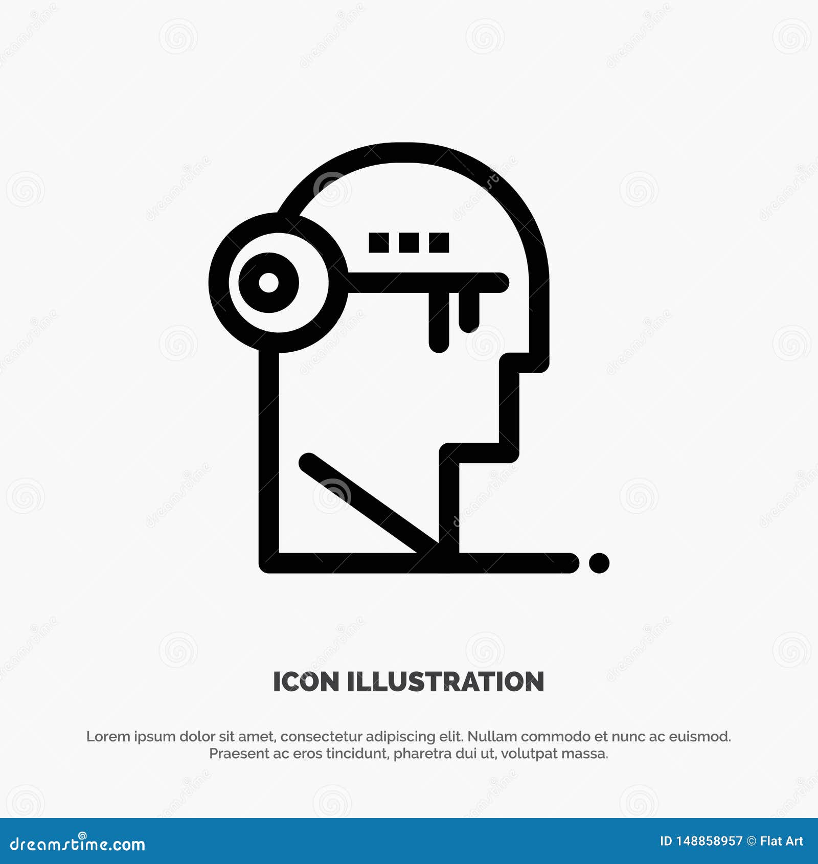 Brain, Key, Lock, Mind, Unlock Line Icon Vector Stock Vector ...