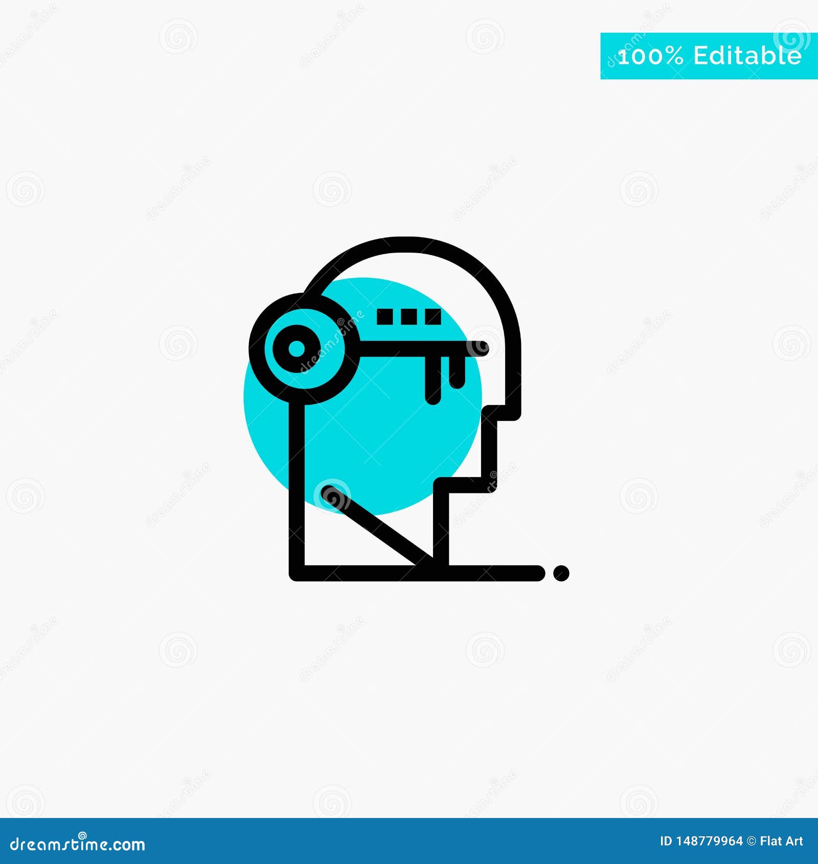 Brain, Key, Lock, Mind, Unlock Turquoise Highlight Circle Point Vector ...