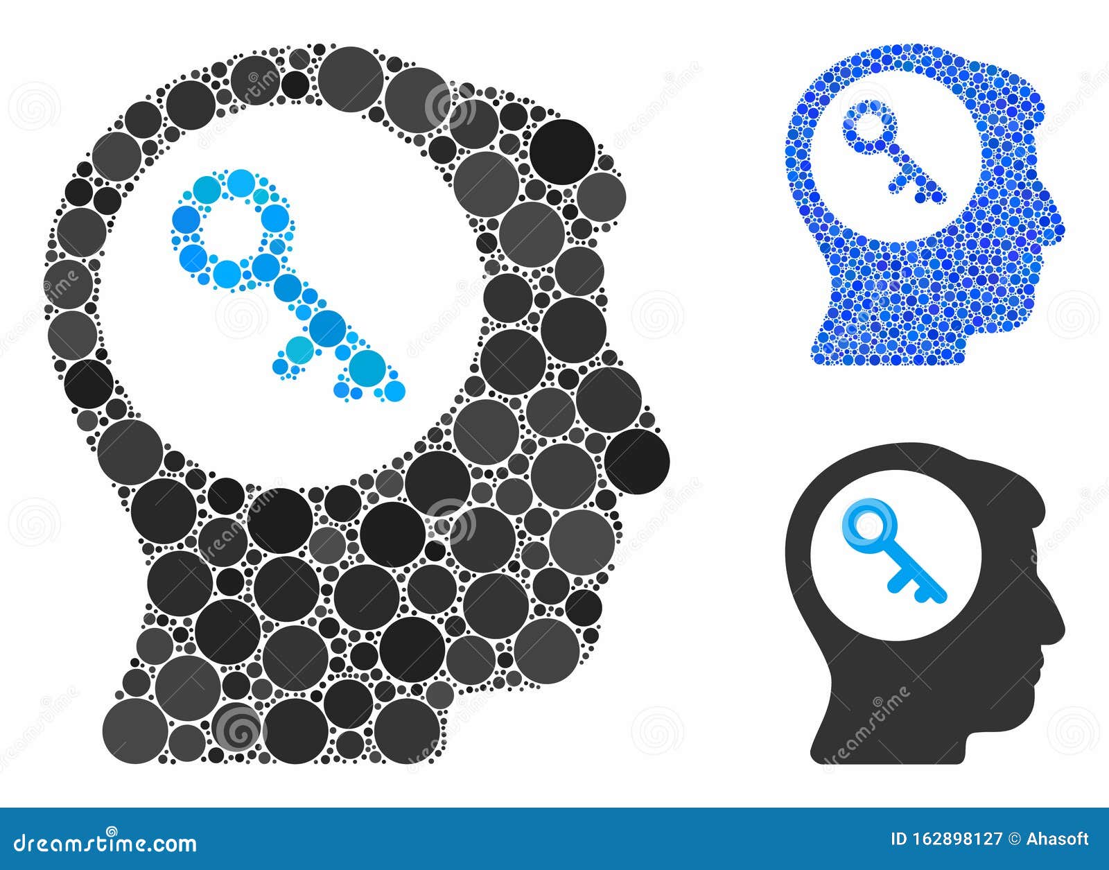 Brain Key Mosaic Icon of Spheric Items Stock Illustration ...
