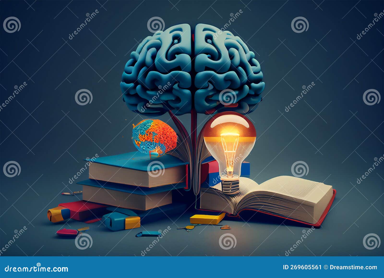 Brain And Knowledge While Discovering New Ideas Stock Image ...