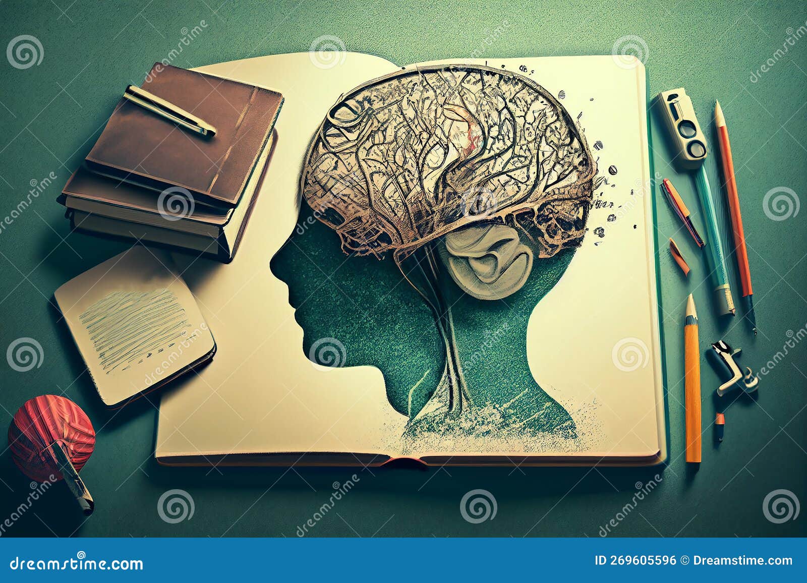 Brain and Knowledge while Discovering New Ideas. Stock Illustration ...