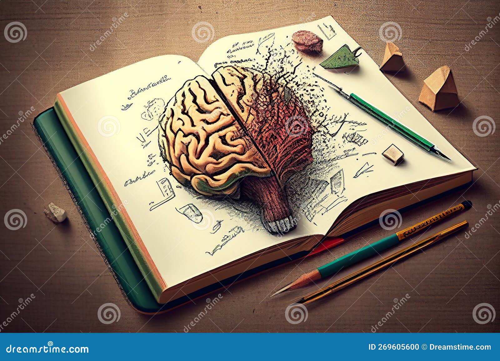 Brain and Knowledge while Discovering New Ideas Stock Illustration ...