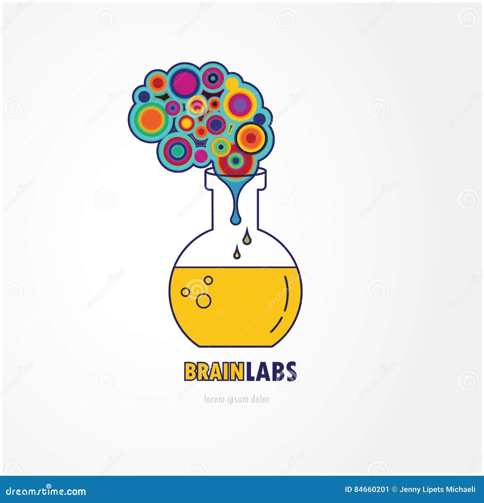 Brain Lab Logo Template Design with a Round Bulb. Vector Illustration ...