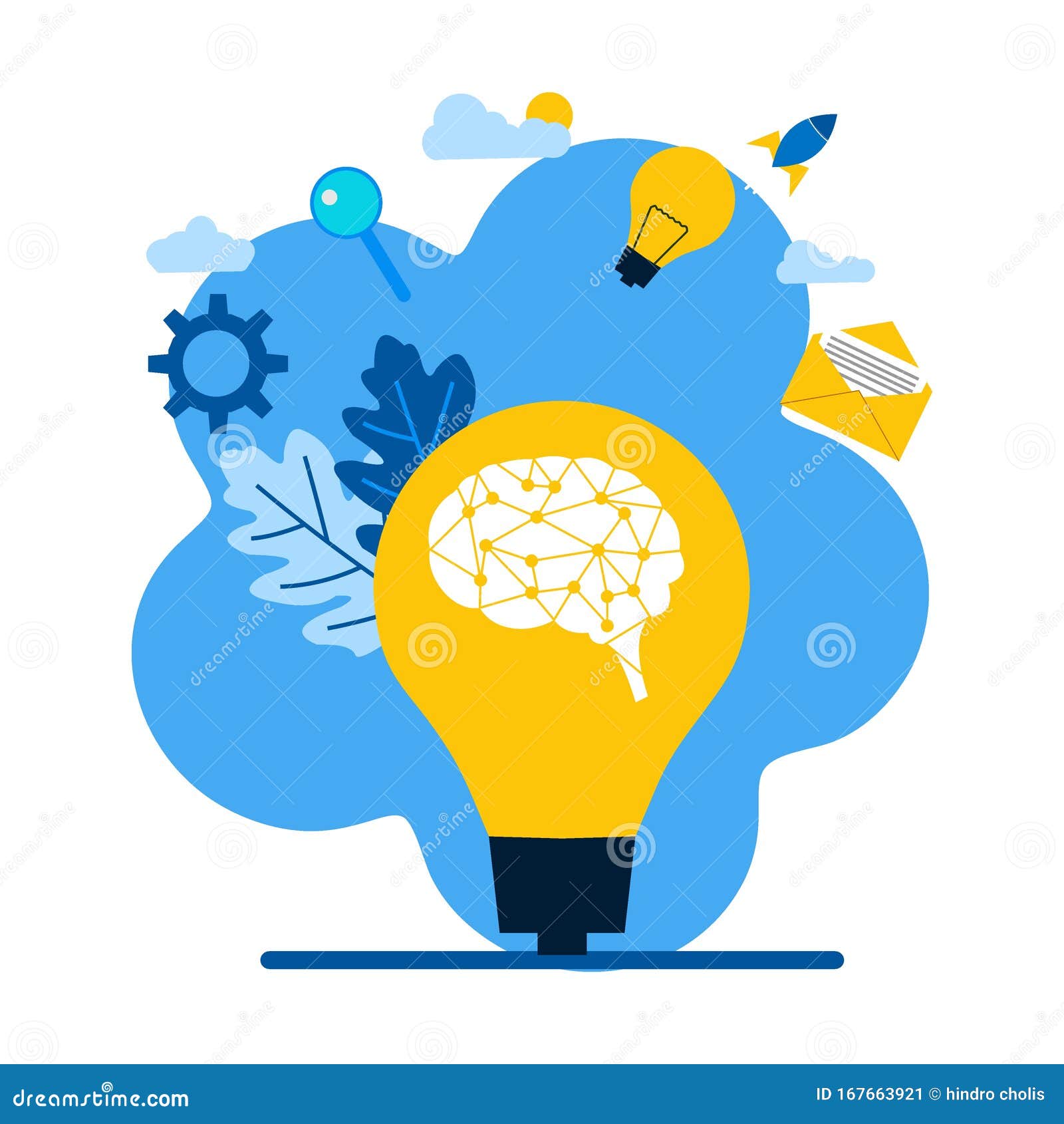 The Brain in the Lamp. Brainstorm. Looking for New Solution Ideas Stock ...