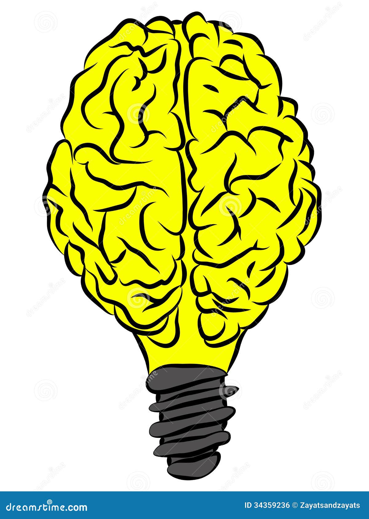 Brain lamp stock vector. Illustration of idea, business - 34359236