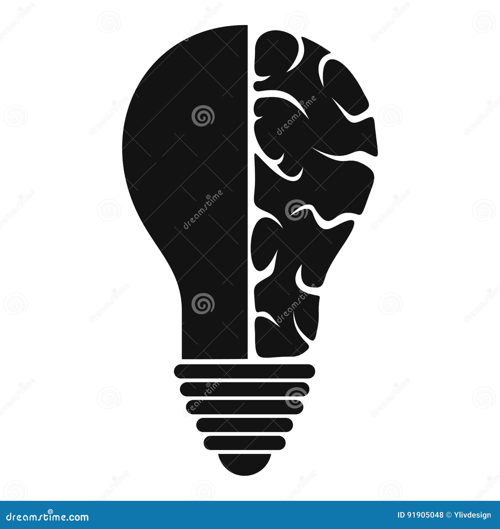 Brain lamp icon simple stock vector. Illustration of design - 91905048