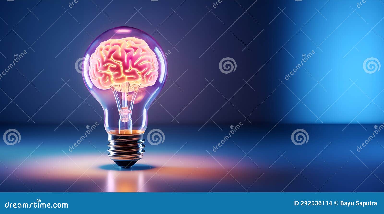 Brain in Lamp Idea Concept Blank Space, Ai Generative Stock ...