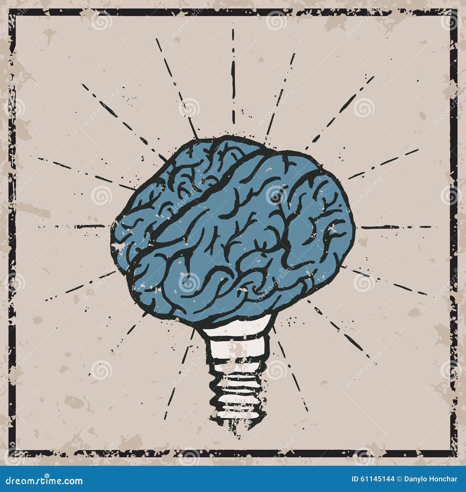 Brain Lamp. Idea Hand Drawn Typography Poster. Cartoon Vector ...