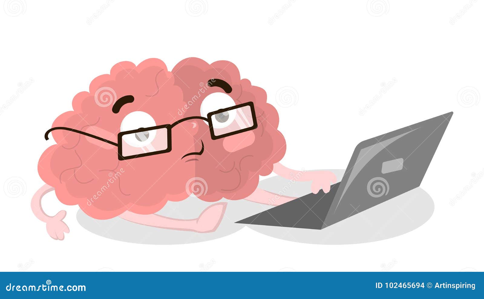 Brain with laptop. stock vector. Illustration of icon - 102465694