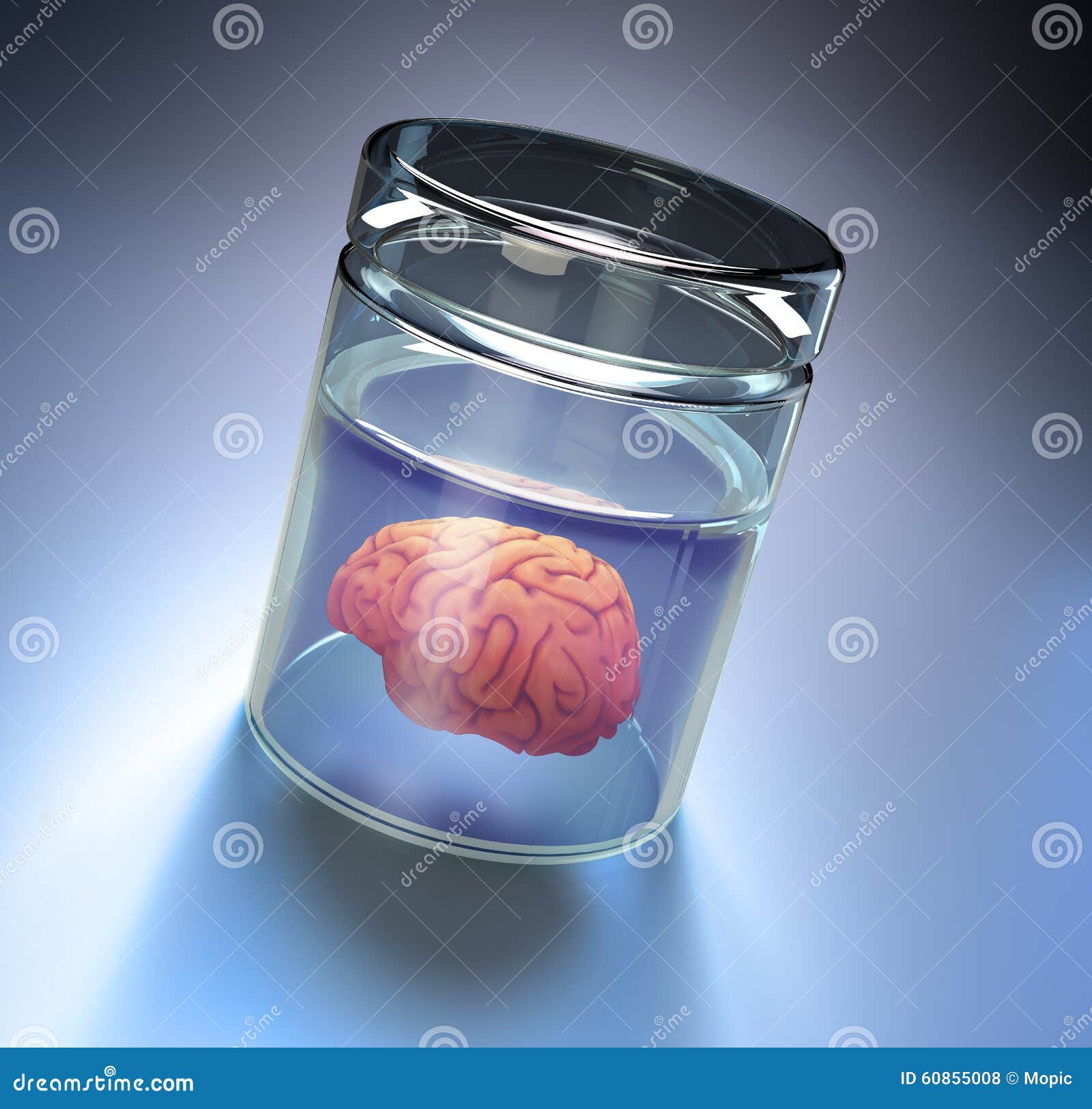 Brain in a large jar stock illustration. Illustration of ...