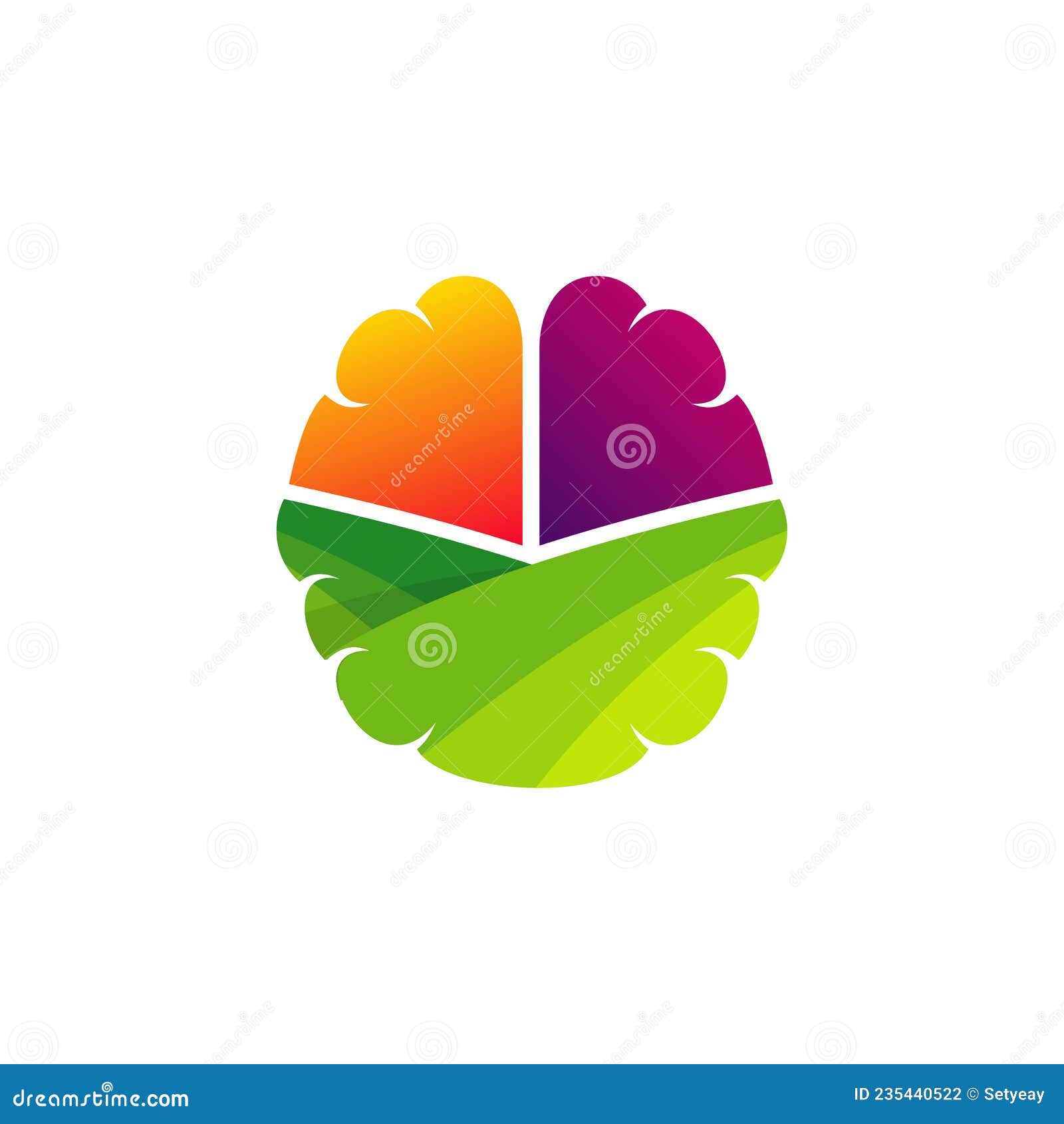 Brain Leaf Logo Design Vector Template. Farm Logo Concept Stock Illustration - Illustration of ...