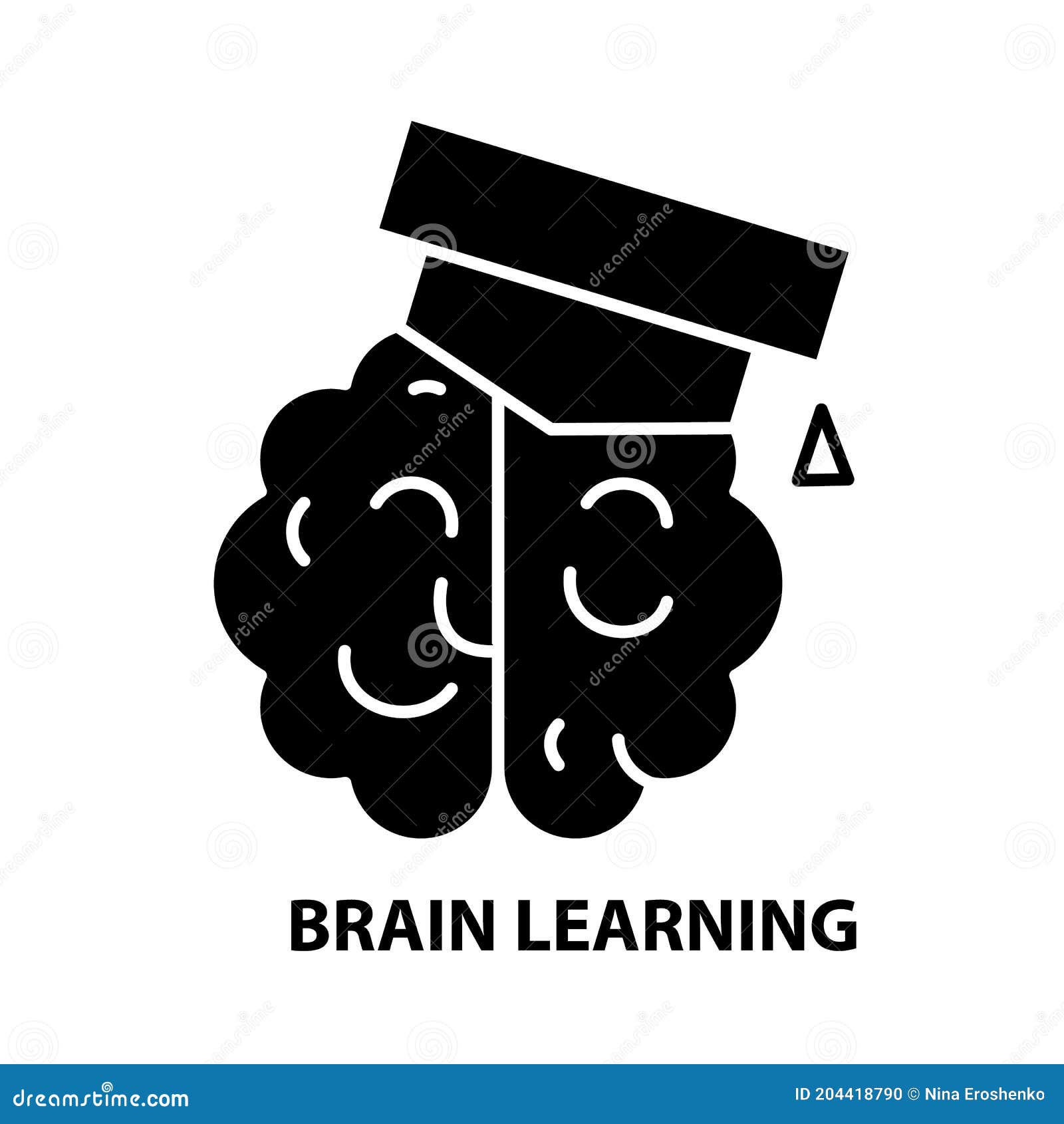 Brain Learning Icon, Black Vector Sign with Editable Strokes, Concept ...