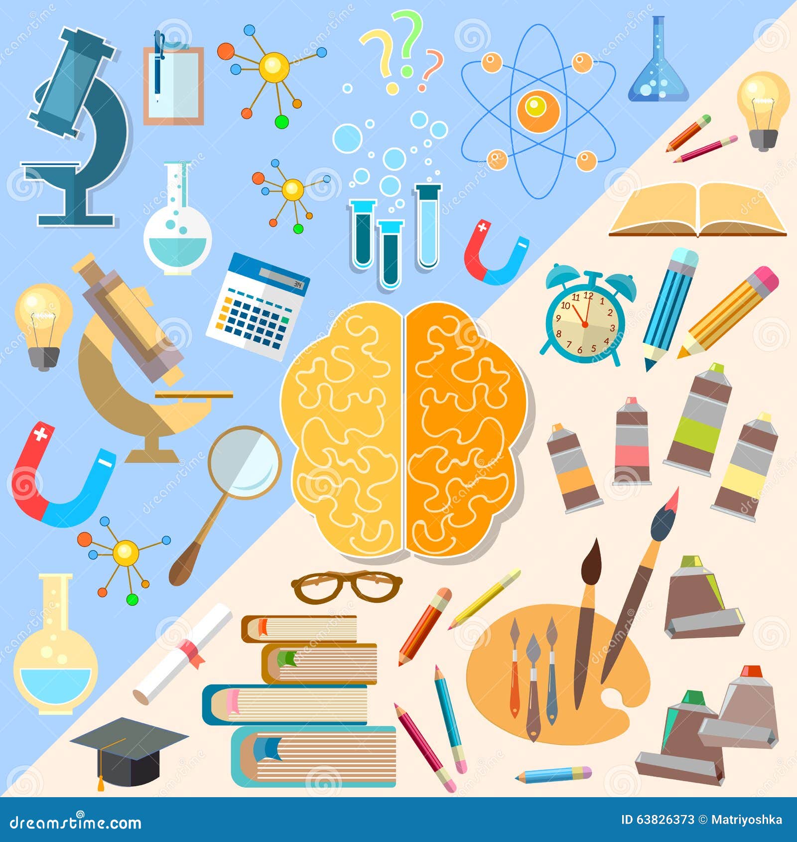 Brain Left And Right Hemisphere Power Mind Cartoon Vector ...