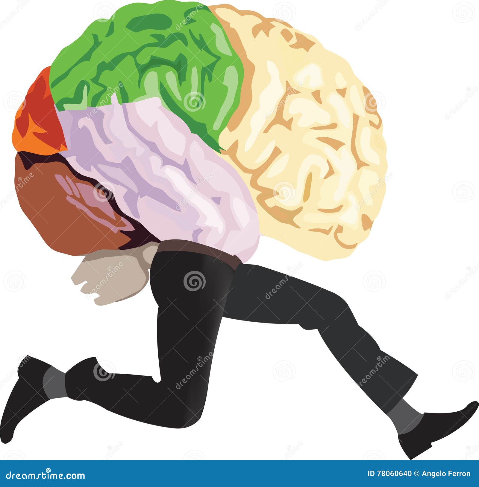 Brain with legs stock vector. Illustration of flight - 78060640