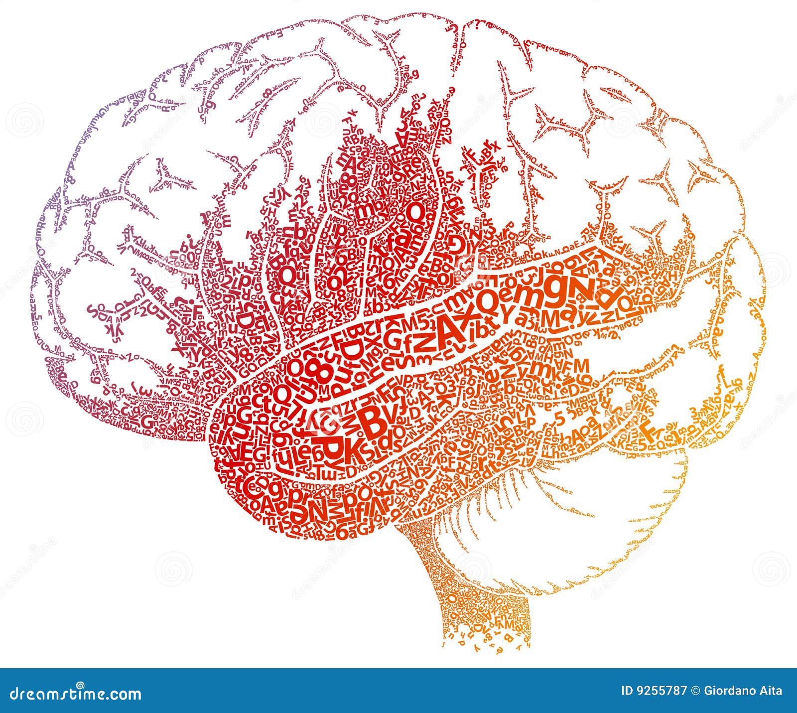 Brain letters stock illustration. Illustration of memory - 9255787