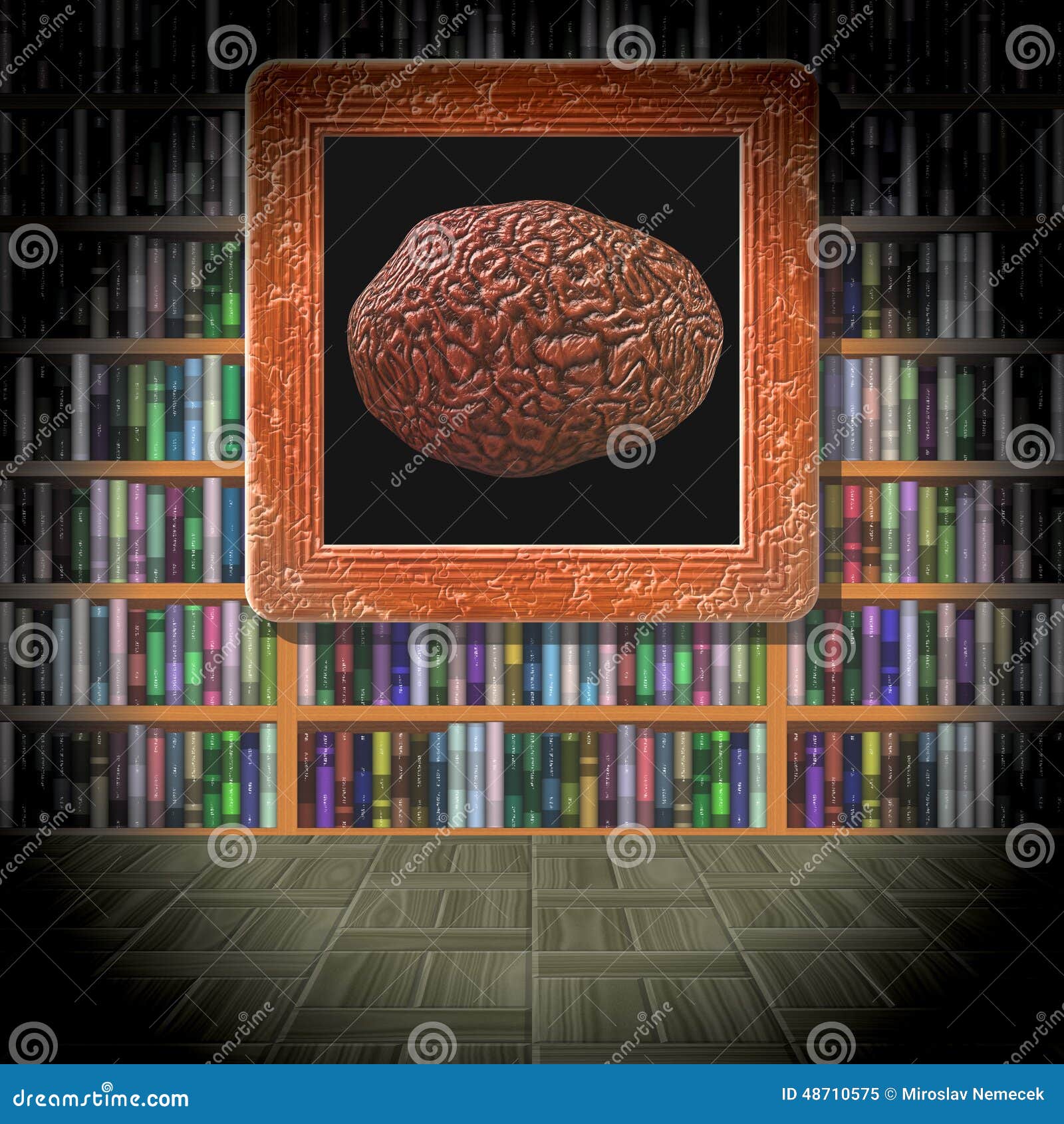 Brain in Library Room Generated Texture Stock Illustration ...
