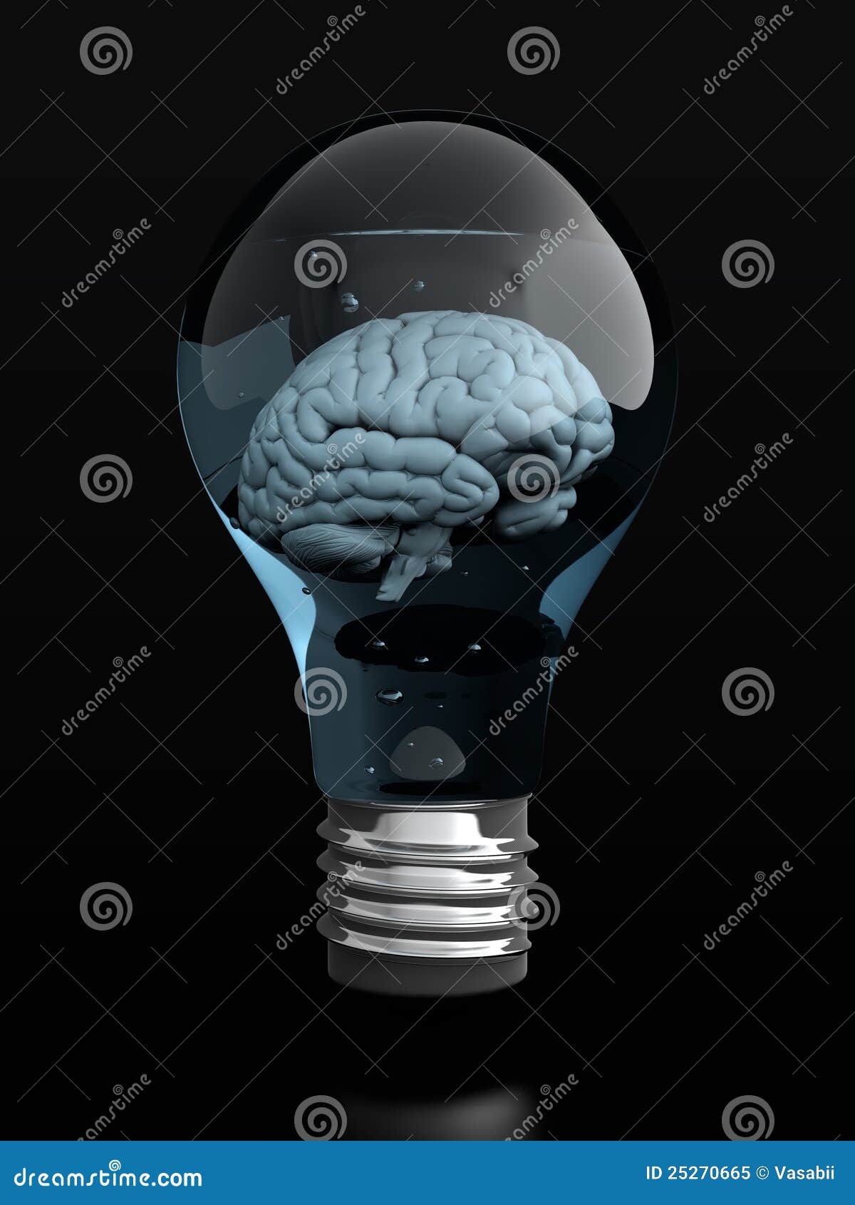 Brain in light bulb stock illustration. Illustration of experiment ...