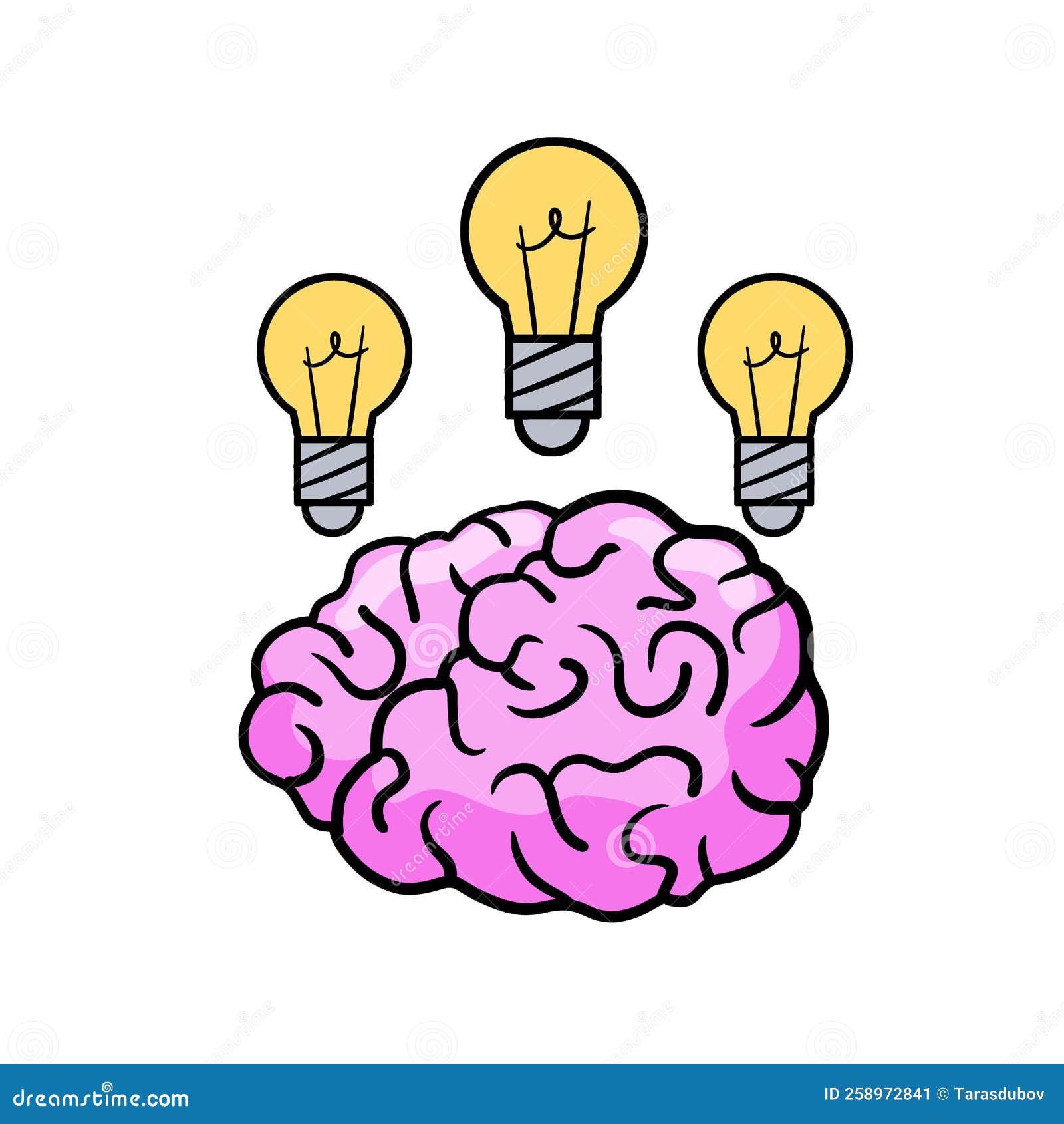 Brain with Light Bulb. Concept of Thinking Stock Vector - Illustration ...