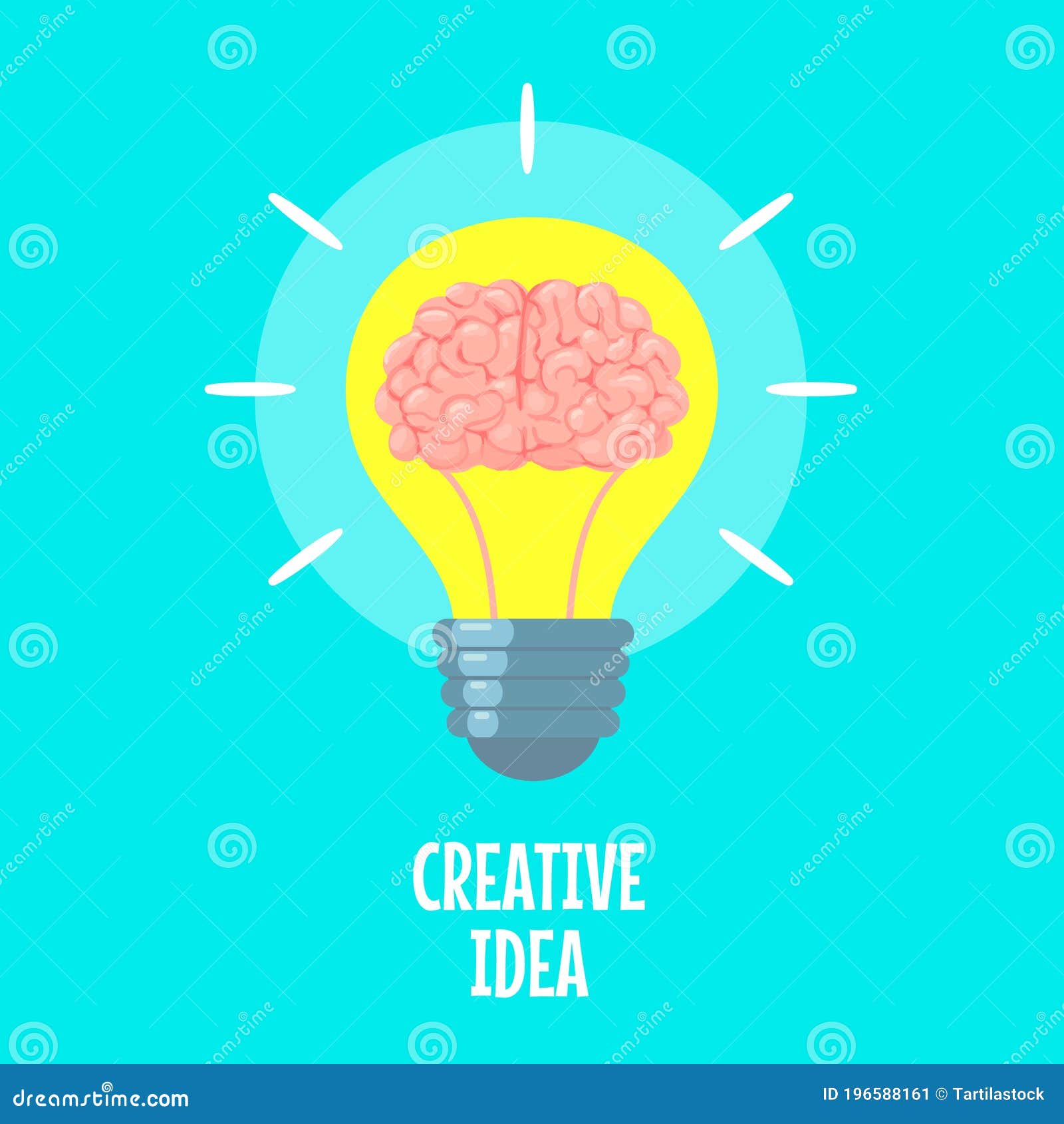 Brain in Light Bulb. Creative Idea Metaphor, Conceptual Strategy Stock ...