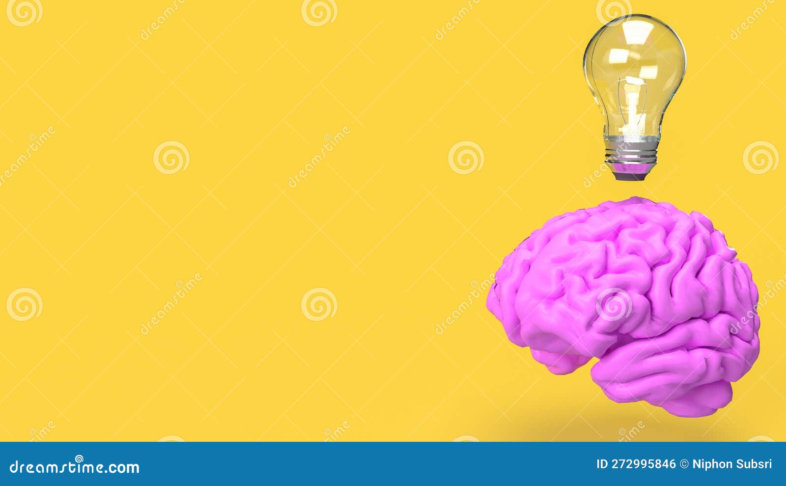 The Brain and Light Bulb for Creative Thinking or Brainstorm Concept 3d ...