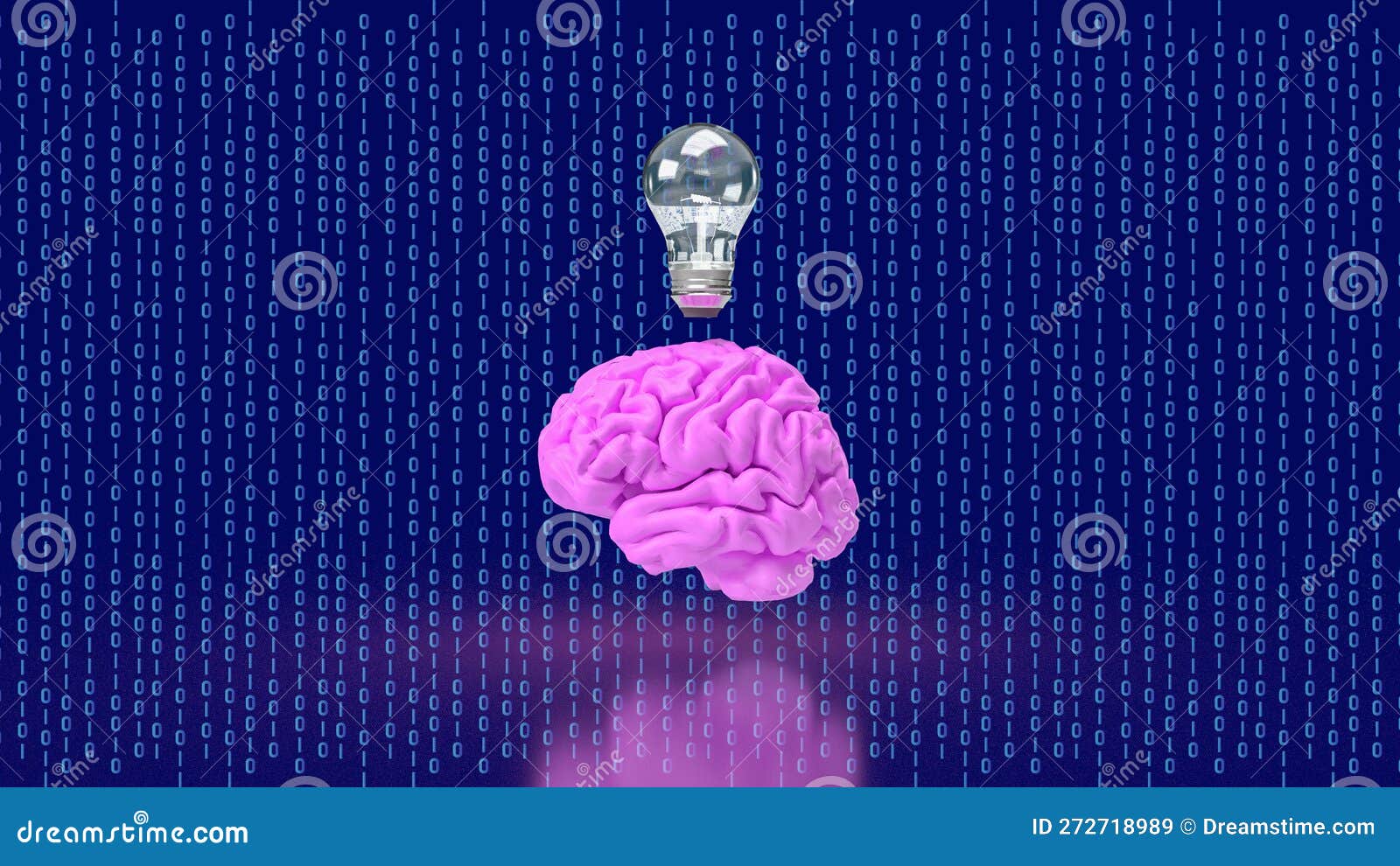 The Brain and Light Bulb for Creative Thinking or Brainstorm Concept 3d ...