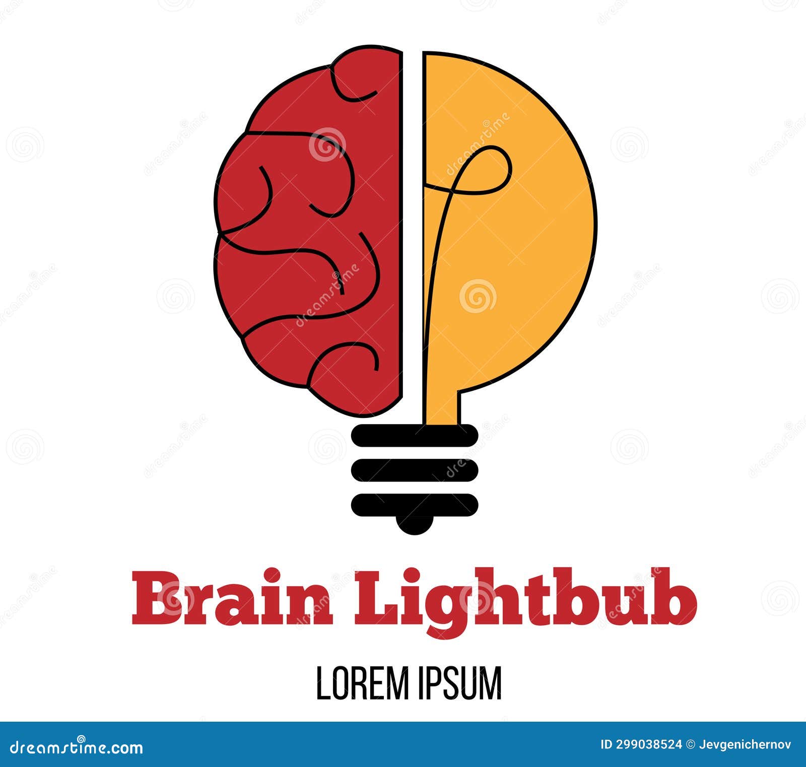 Brain Light Bulb Creative Thinking Stock Illustration - Illustration of ...