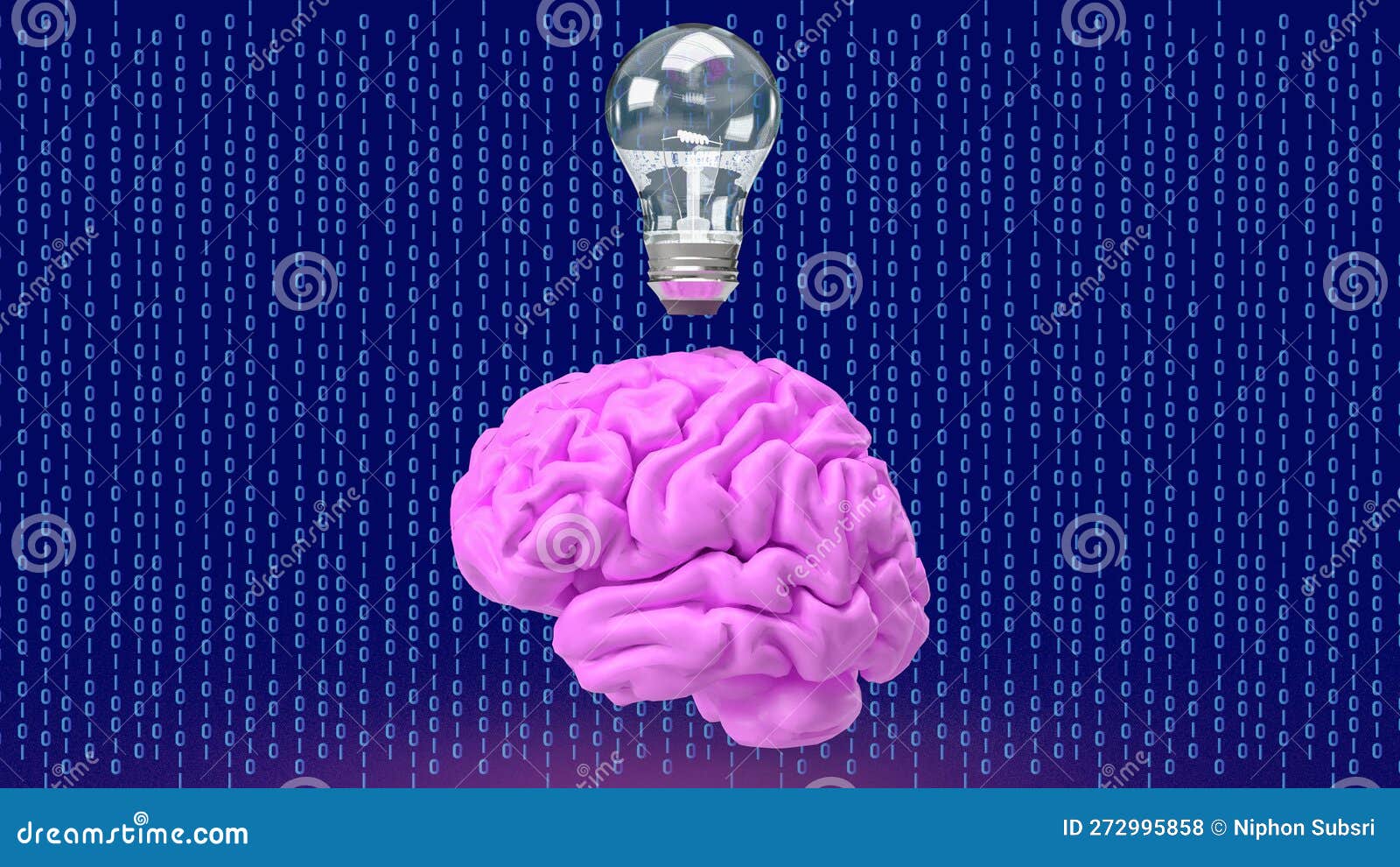 The Brain and Light Bulb for Creative Thinking or Brainstorm Concept 3d ...